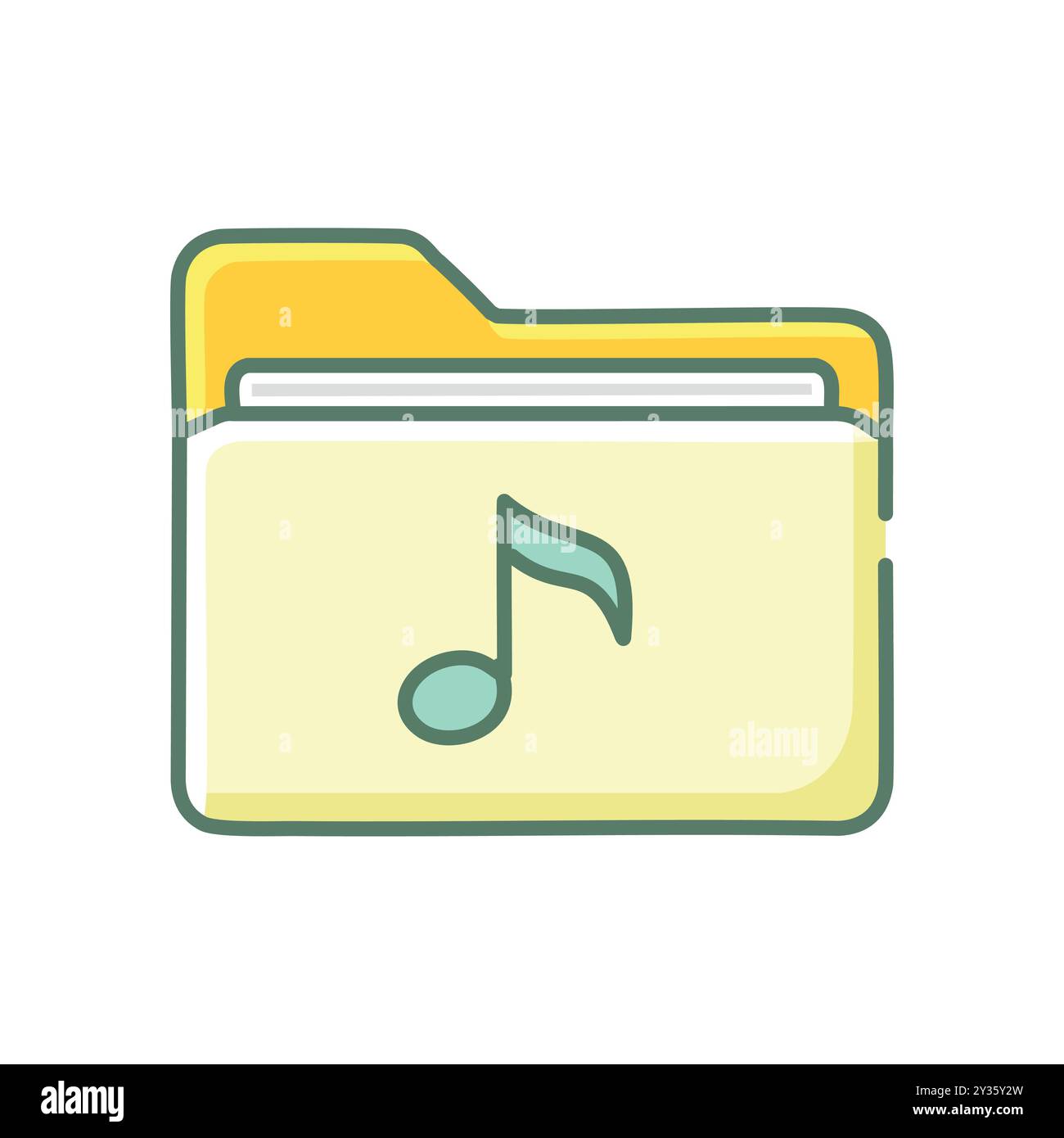 Music folder icon. Folder icon with a musical note, representing audio ...