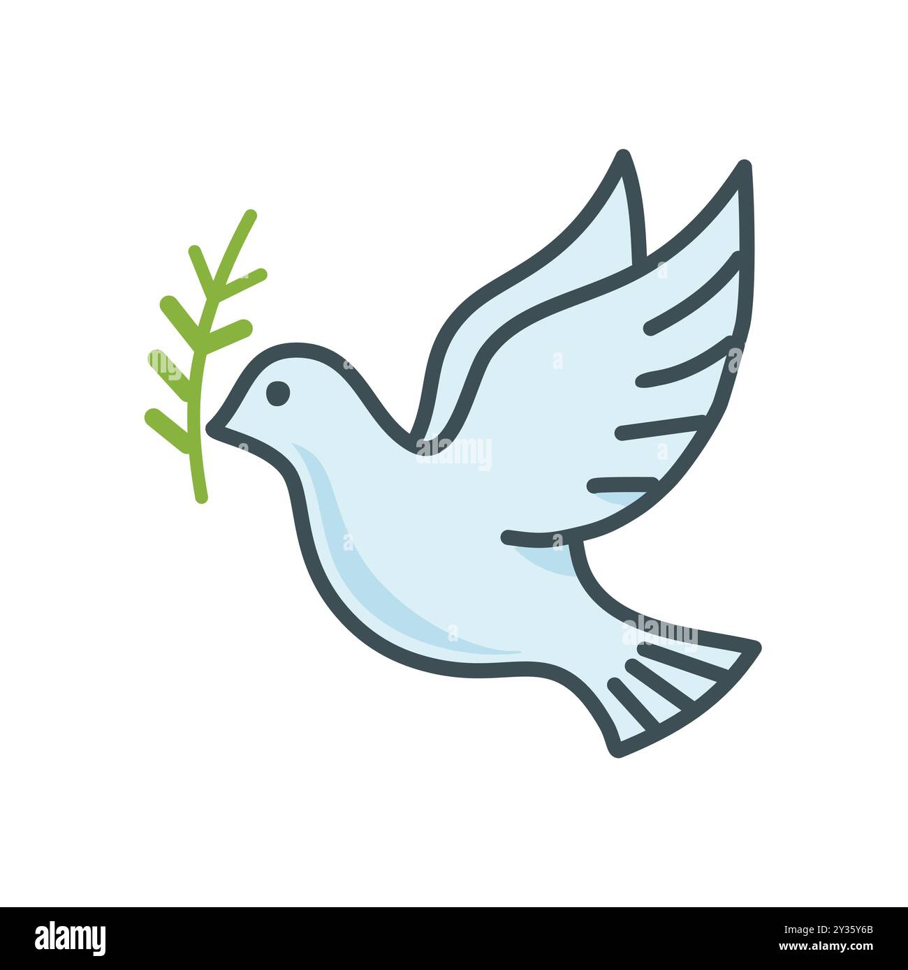 Dove peace symbol. White dove carrying an olive branch, symbolizing ...