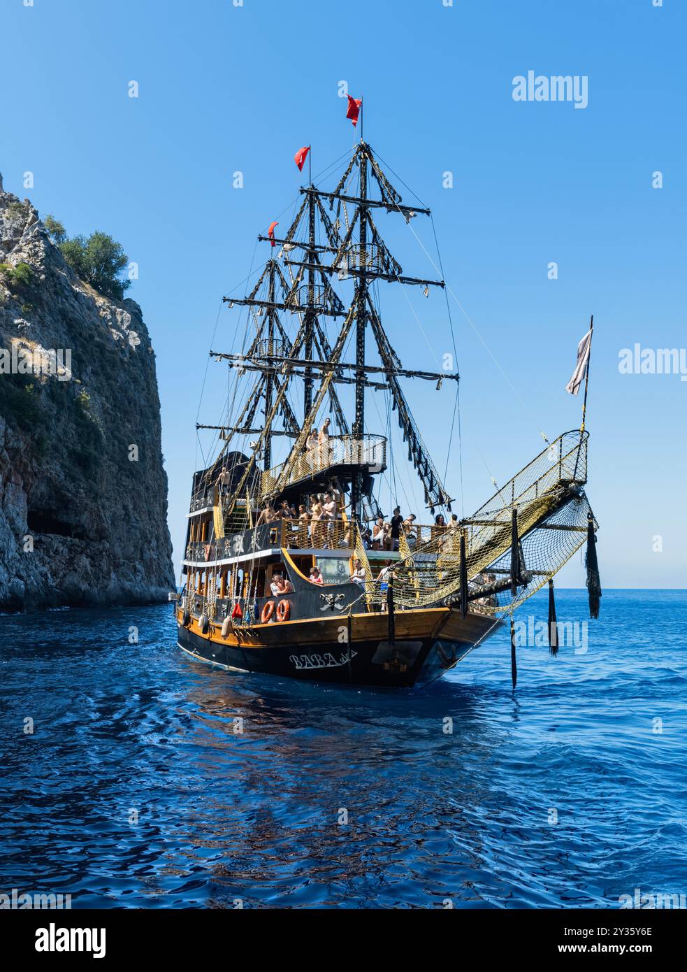 Large masted Pirate Ship Baba taking tourists around the coast of ...