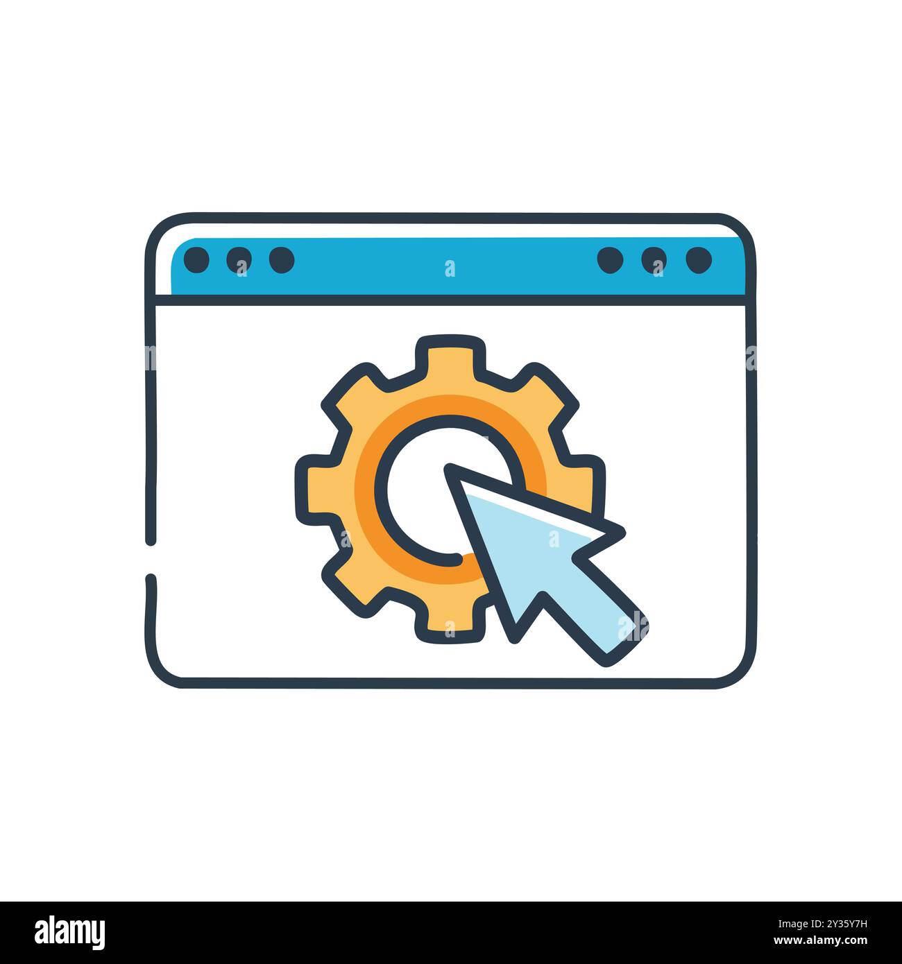 Web settings icon. Browser window with a gear and cursor, symbolizing ... Web settings icon. Browser window with a gear and cursor, symbolizing ...