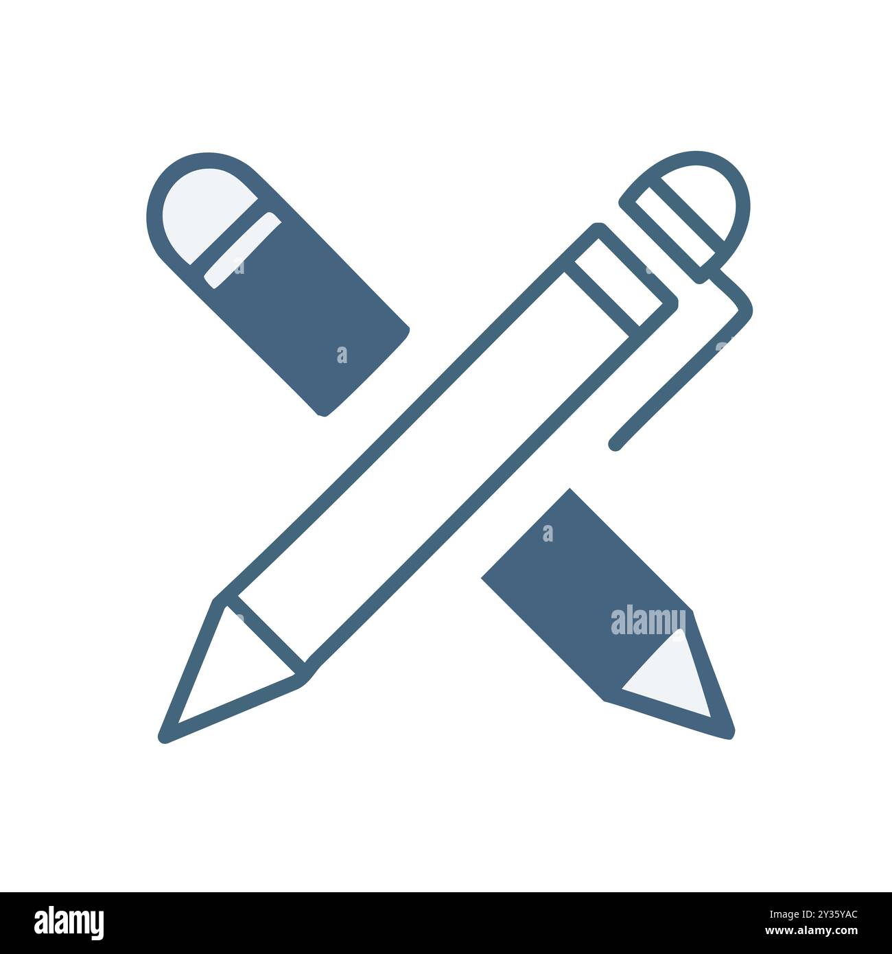 Blue line crossed pencil icon hi-res stock photography and images - Alamy