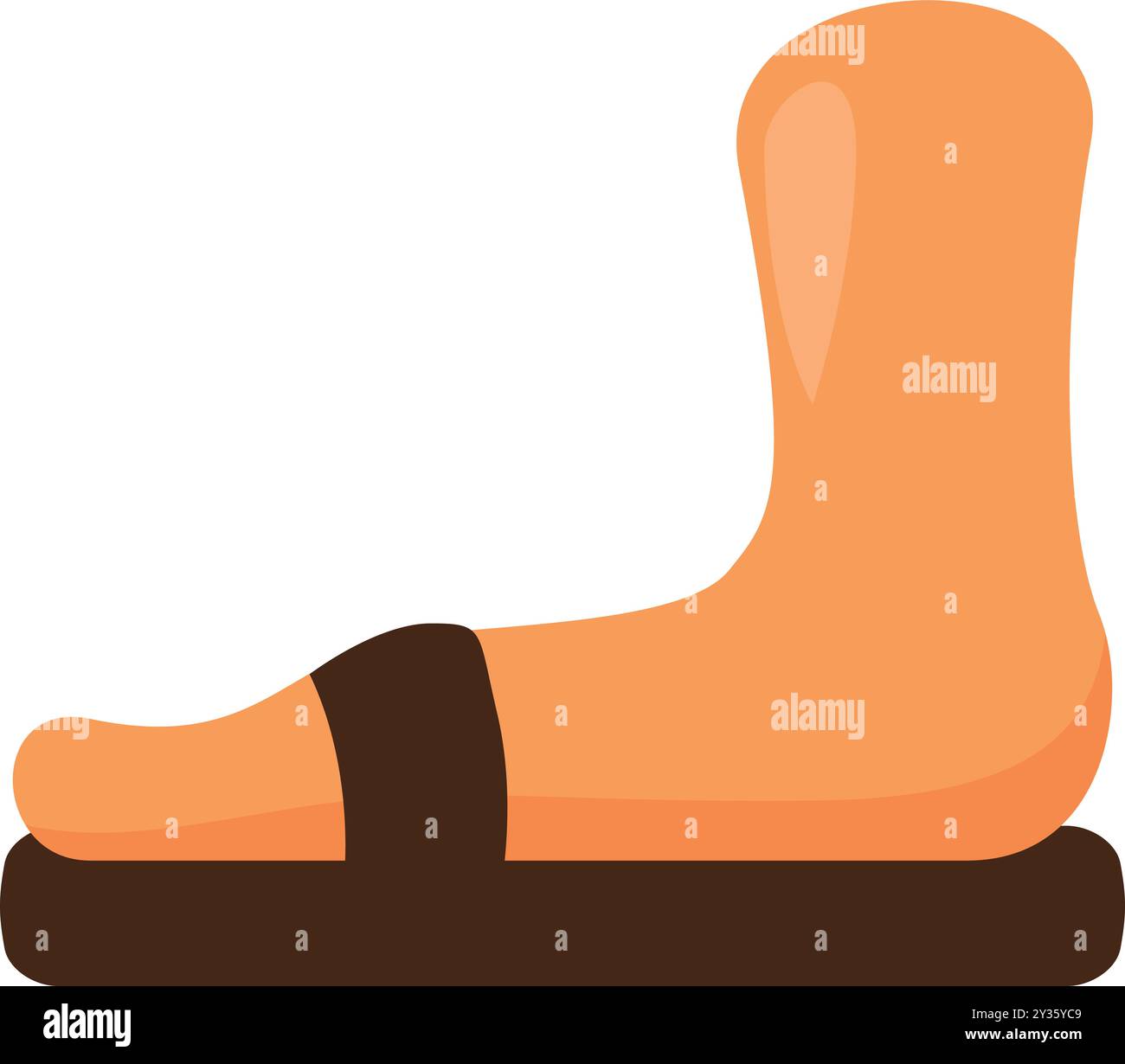 Human foot wearing brown leather sandal, side view, isolated on white ...