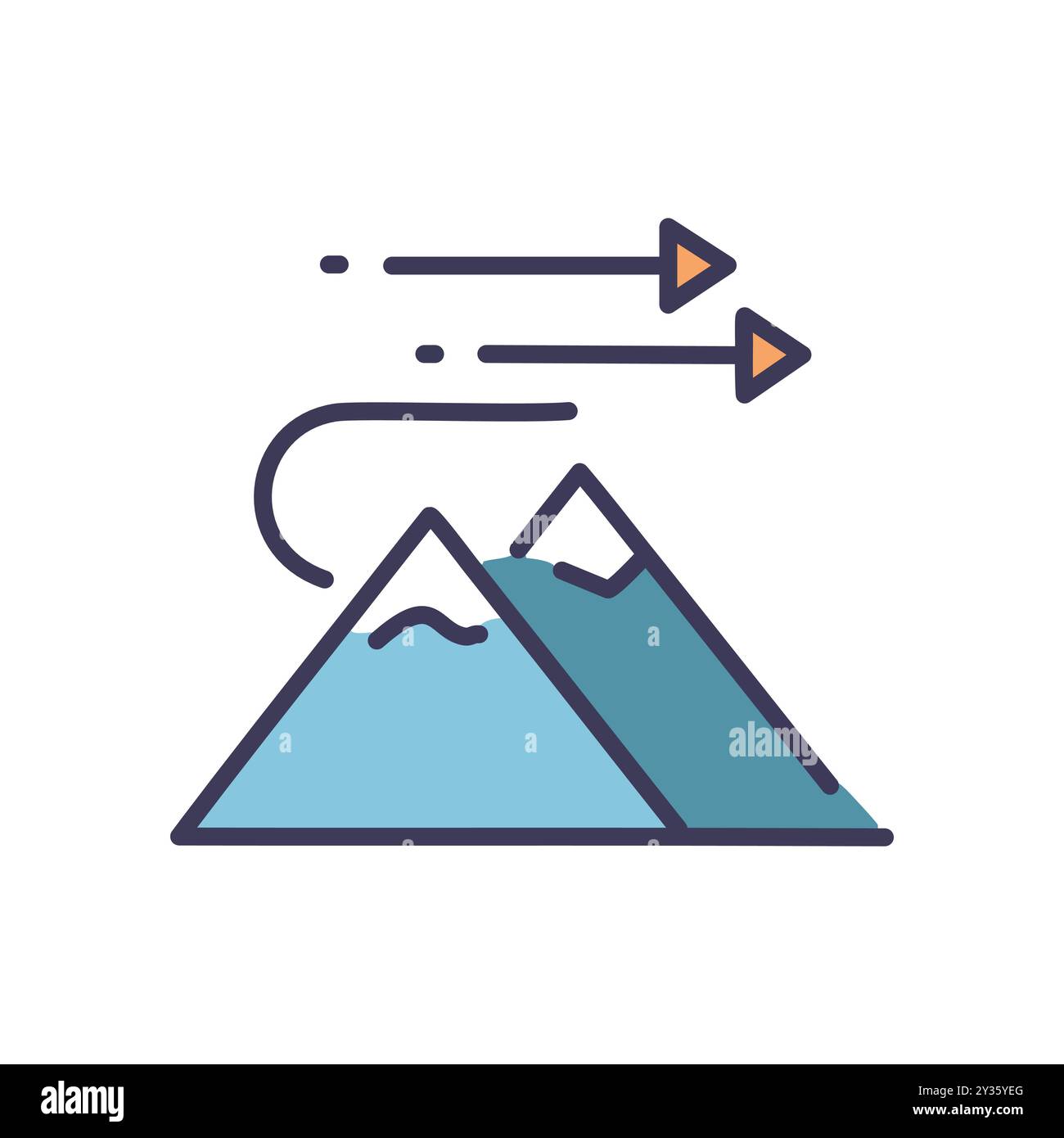 Windy mountain peaks. Two snowy peaks with wind blowing over them ...