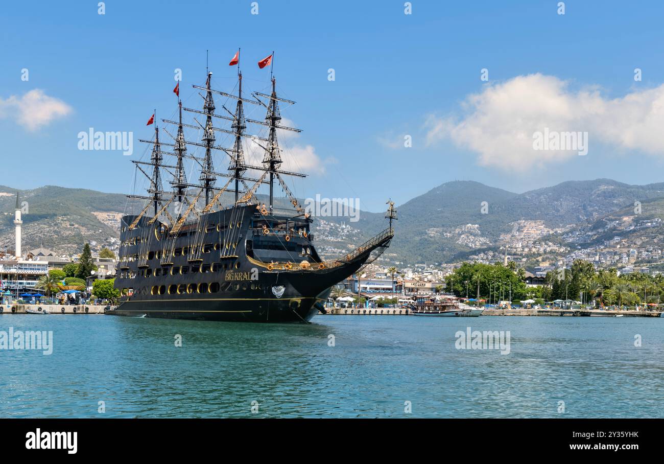 Large masted Pirate Ship Big Kral taking tourists around the coast of ...
