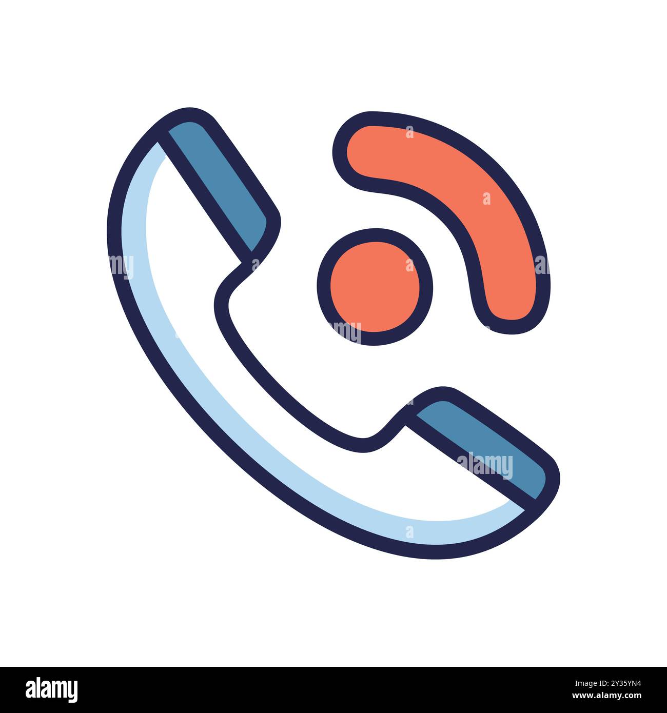 Phone call icon. Phone receiver with signal, representing communication ...