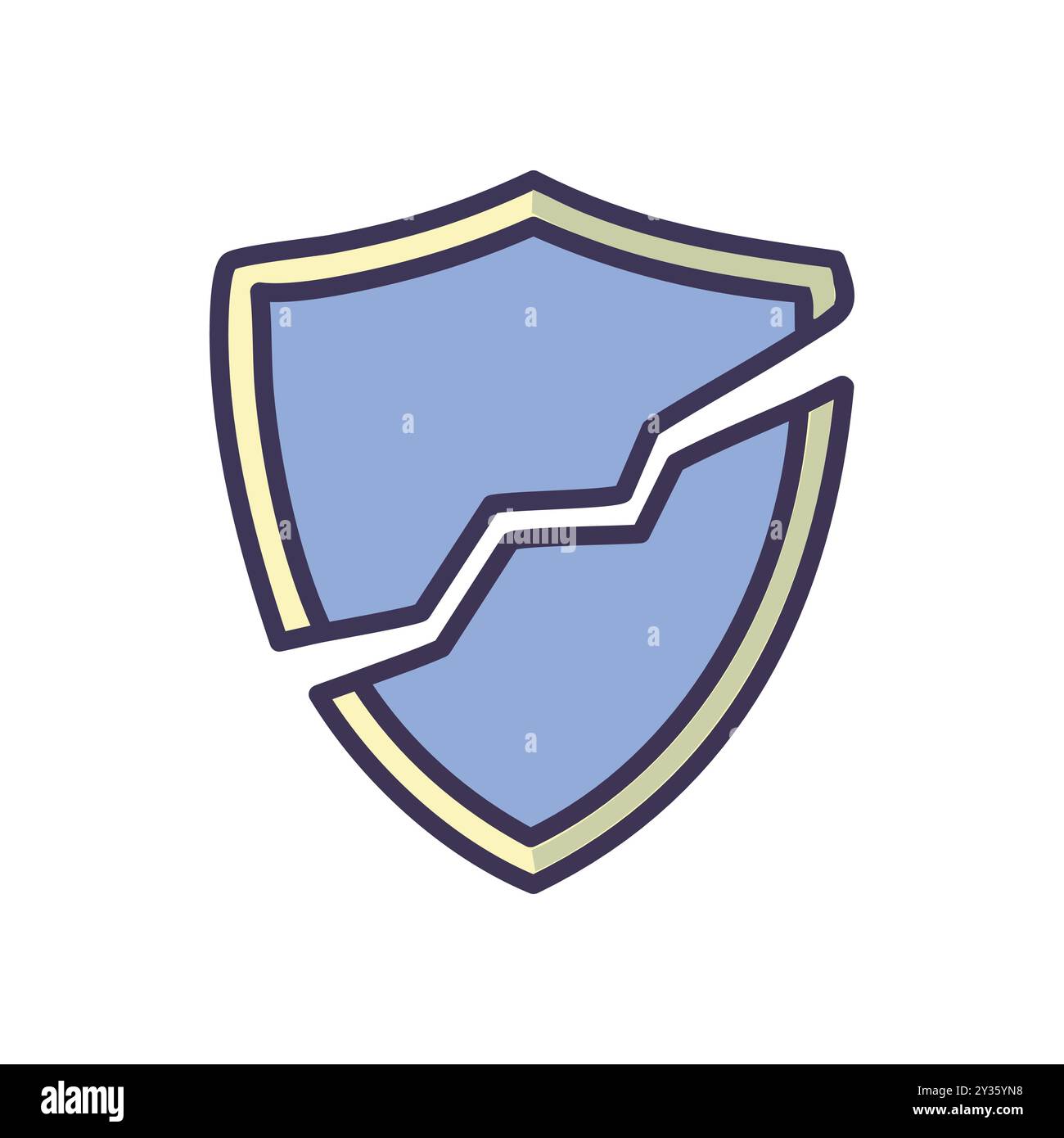 Broken shield icon. Cracked shield icon, symbolizing vulnerability and ...