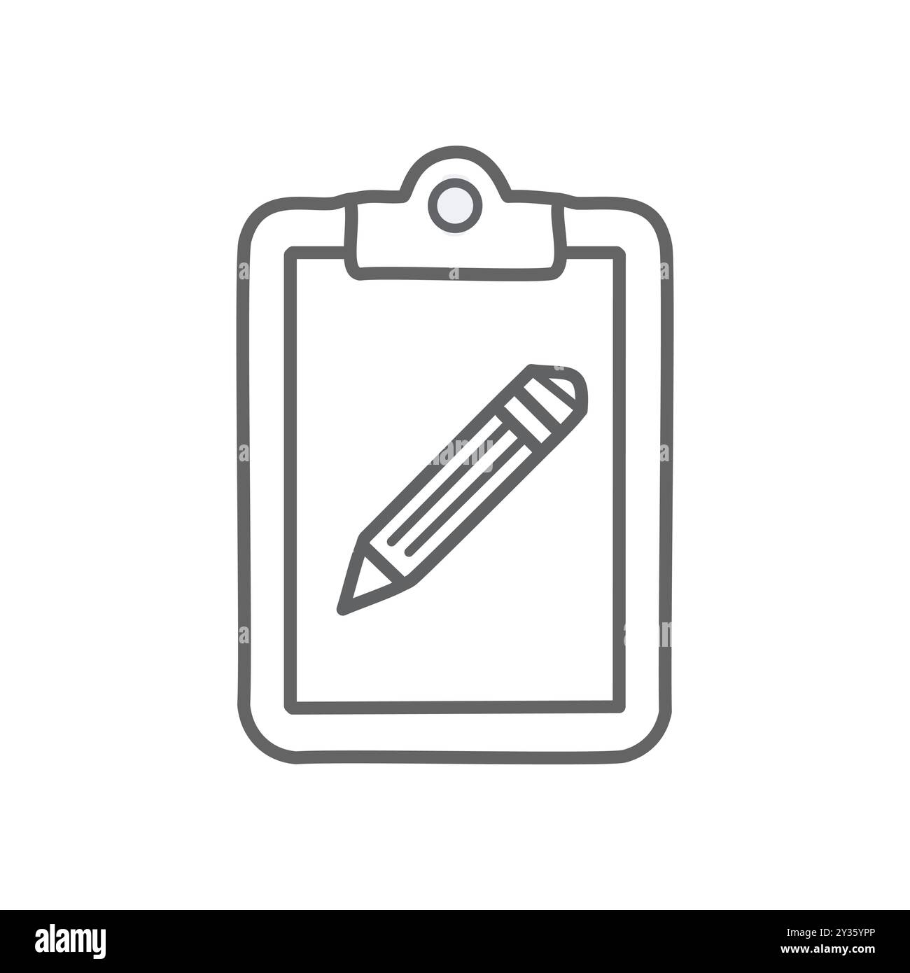 Clipboard pencil icon. Simple line art icon of a clipboard with a ...