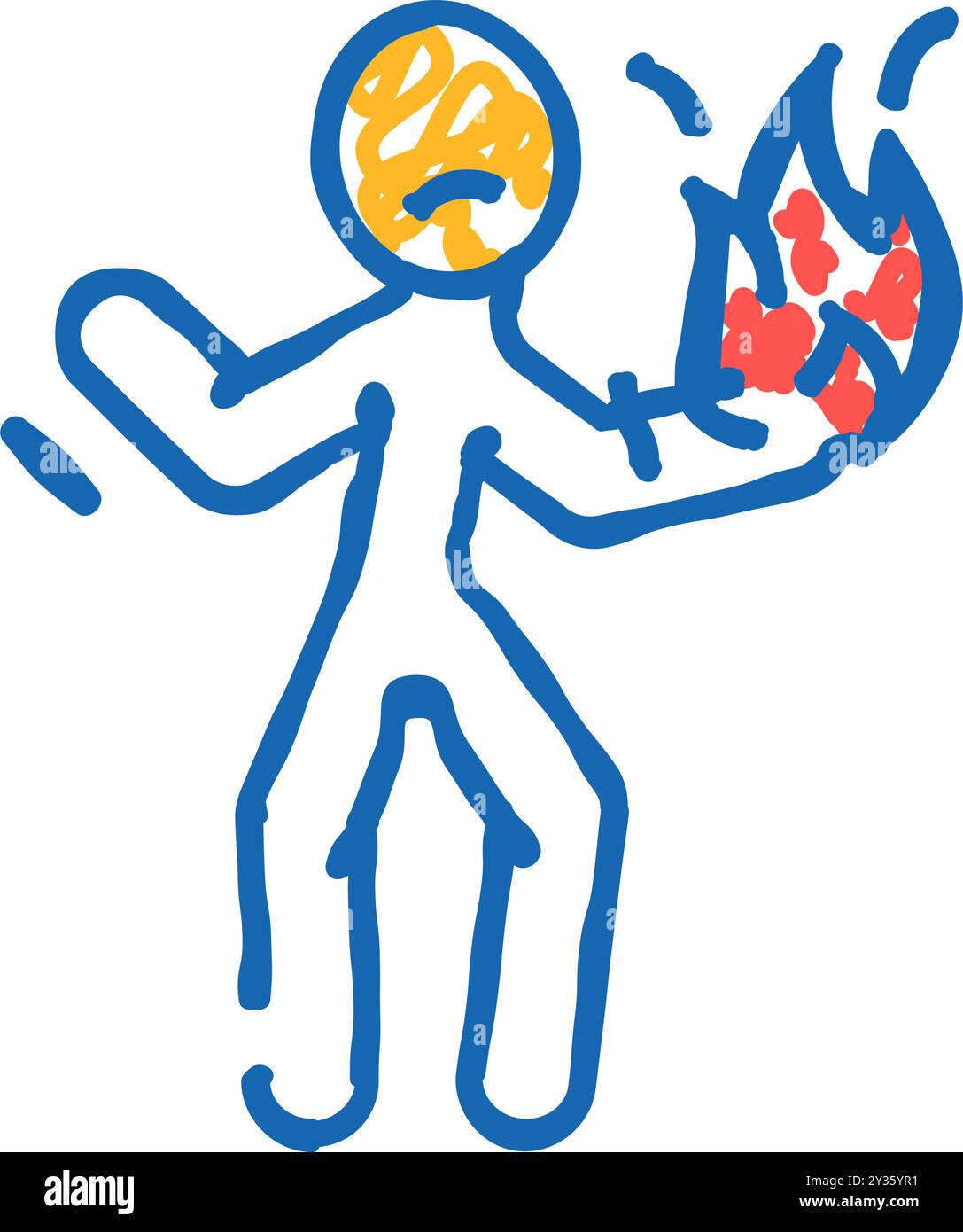 fired up man accident icon doodle illustration Stock Vector Image & Art ...