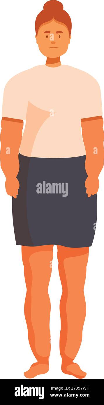Sad overweight woman standing with edema on legs, body positive concept ...