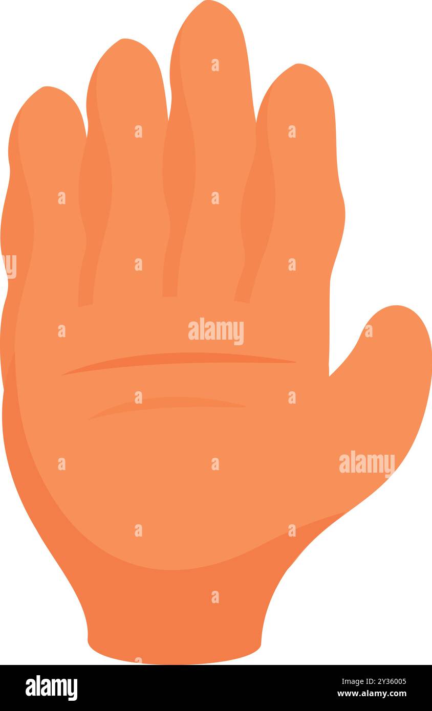 Cartoon human hand showing five fingers gesture, back of the hand view ...