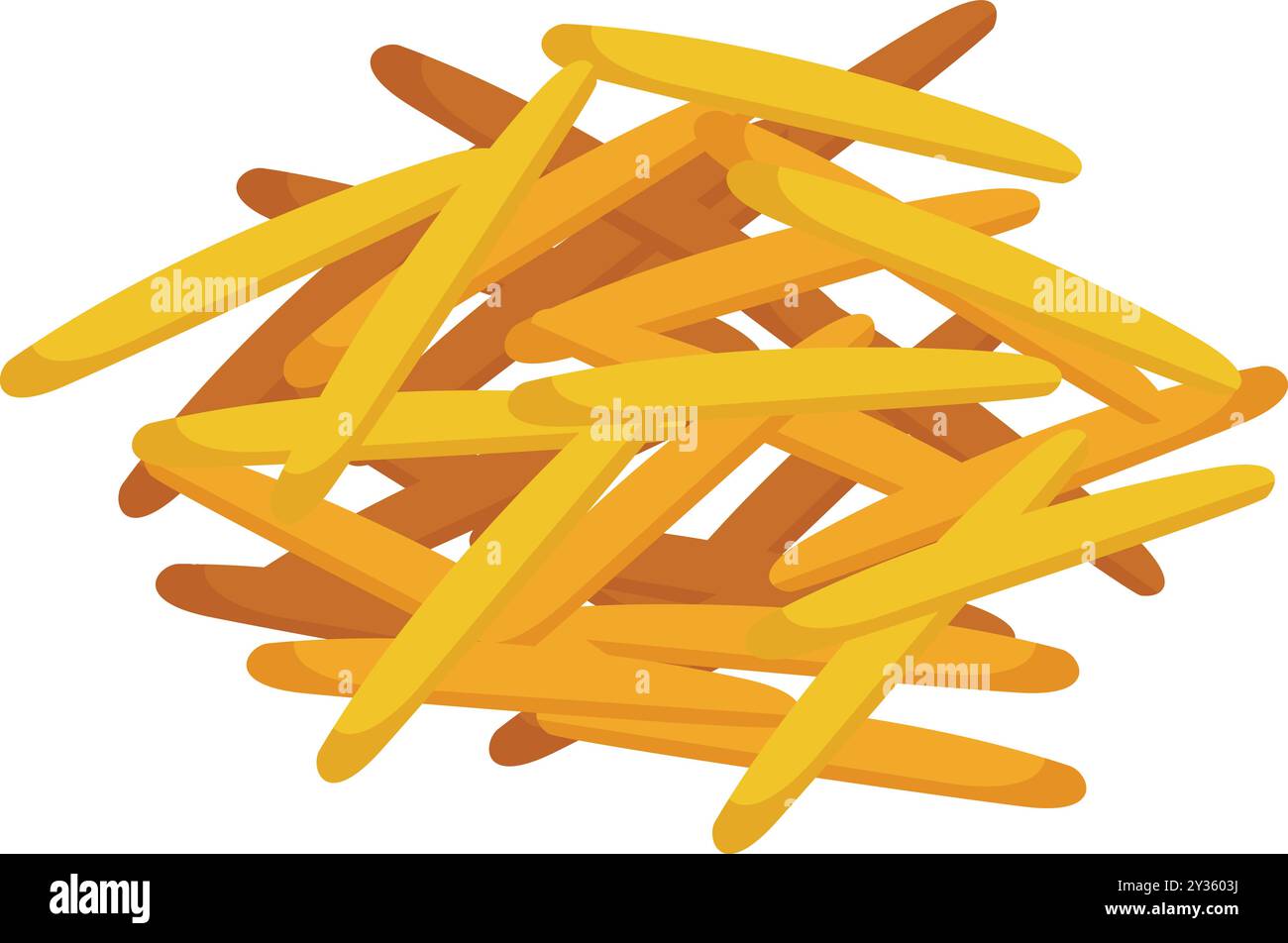 This vector illustration shows a pile of appetizing french fries lying ...