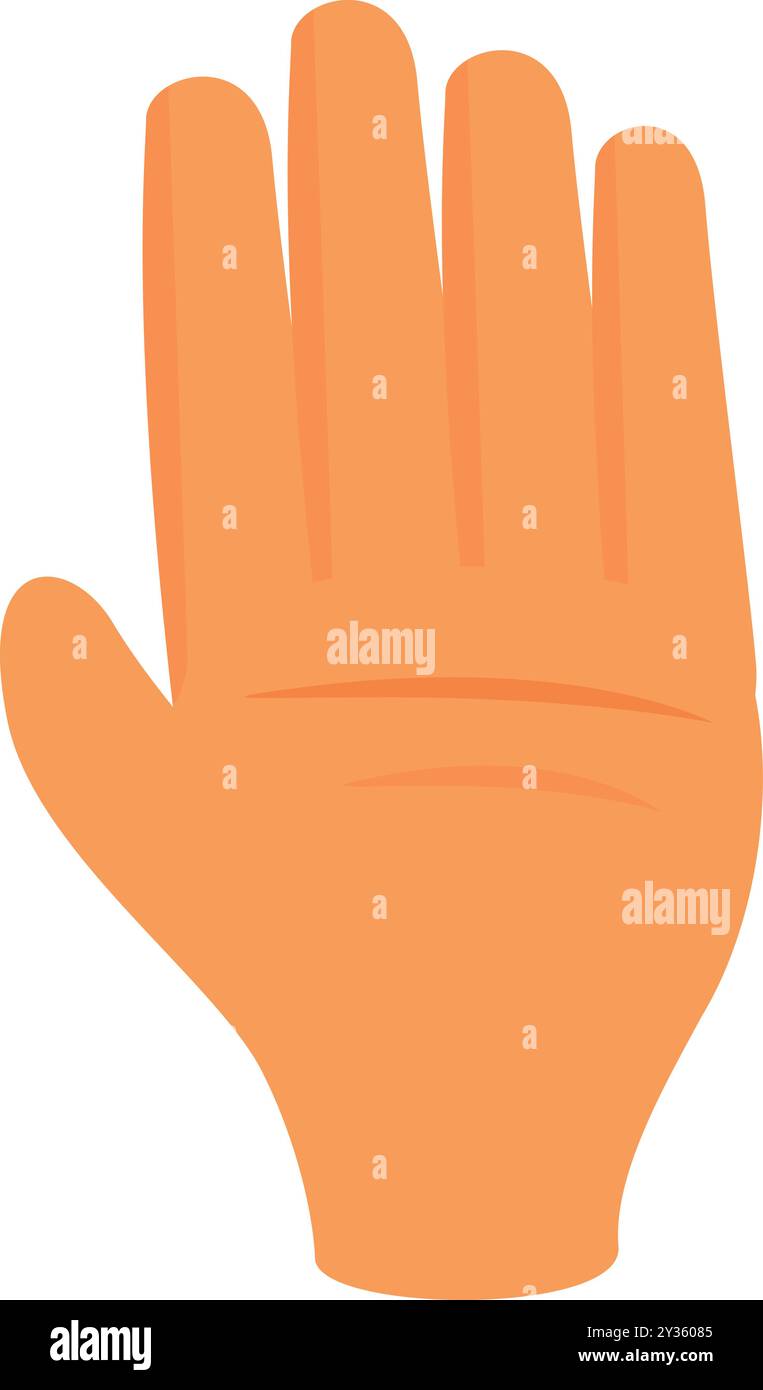 Cartoon hand showing five fingers, counting gesture on white background ...
