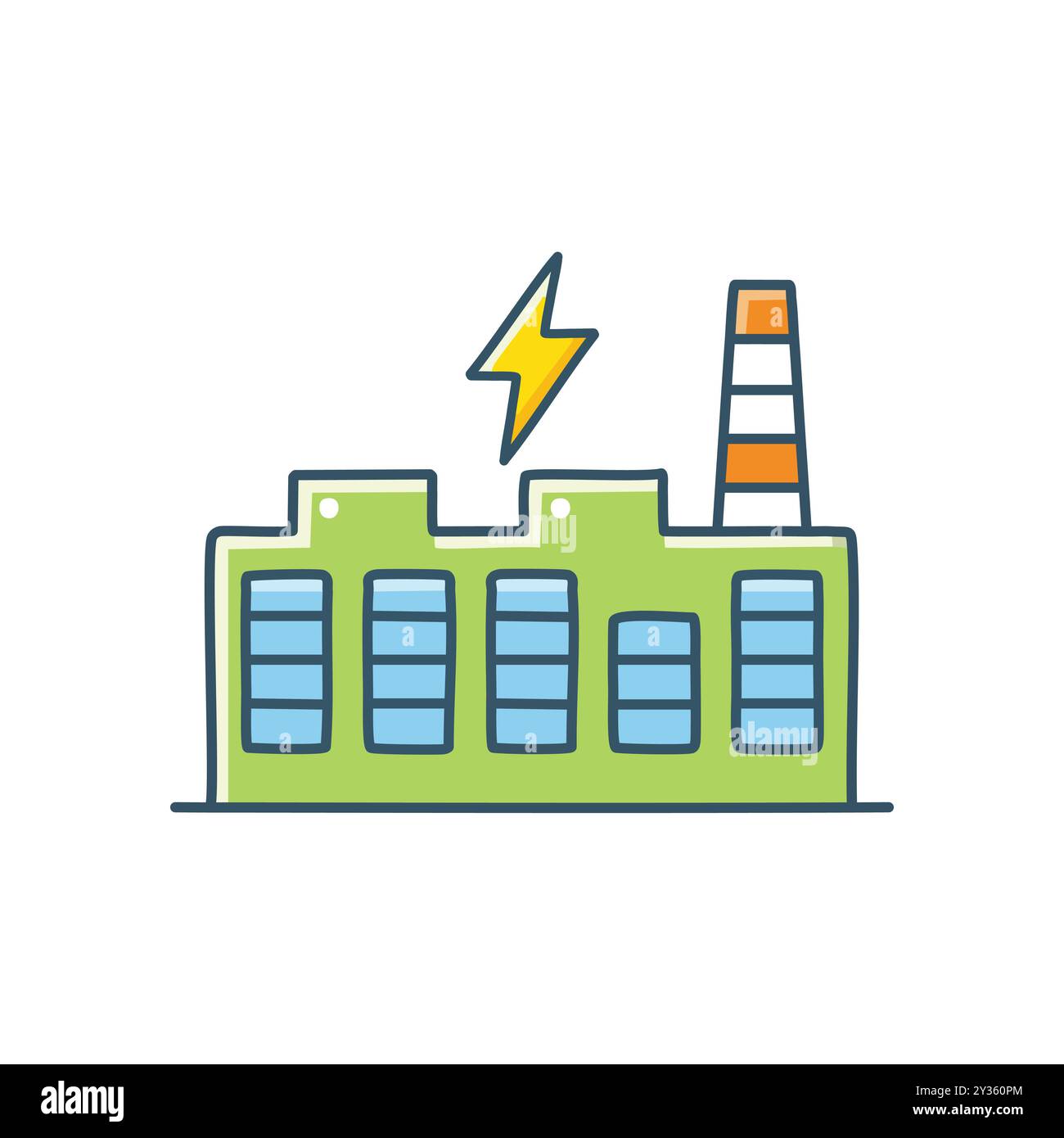Power plant illustration. Cartoon illustration of a power plant with a ...