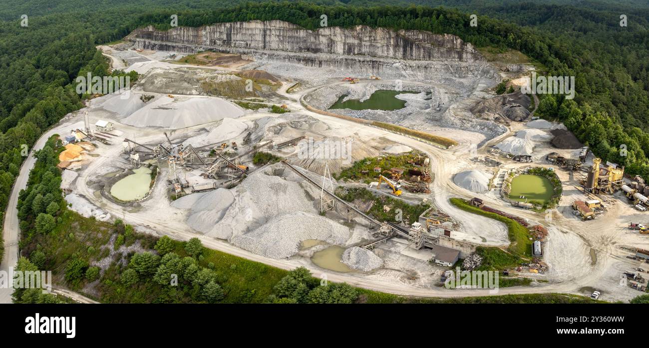 Limestone quarry at industrial open-pit mining site In North Carolina ...