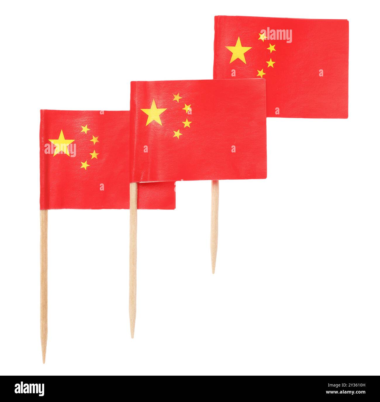 Small paper flags of China isolated on white Stock Photo - Alamy