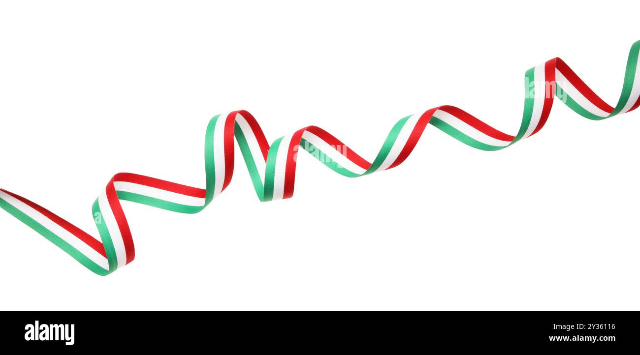 Ribbon with Italy flag pattern isolated on white, top view Stock Photo ...