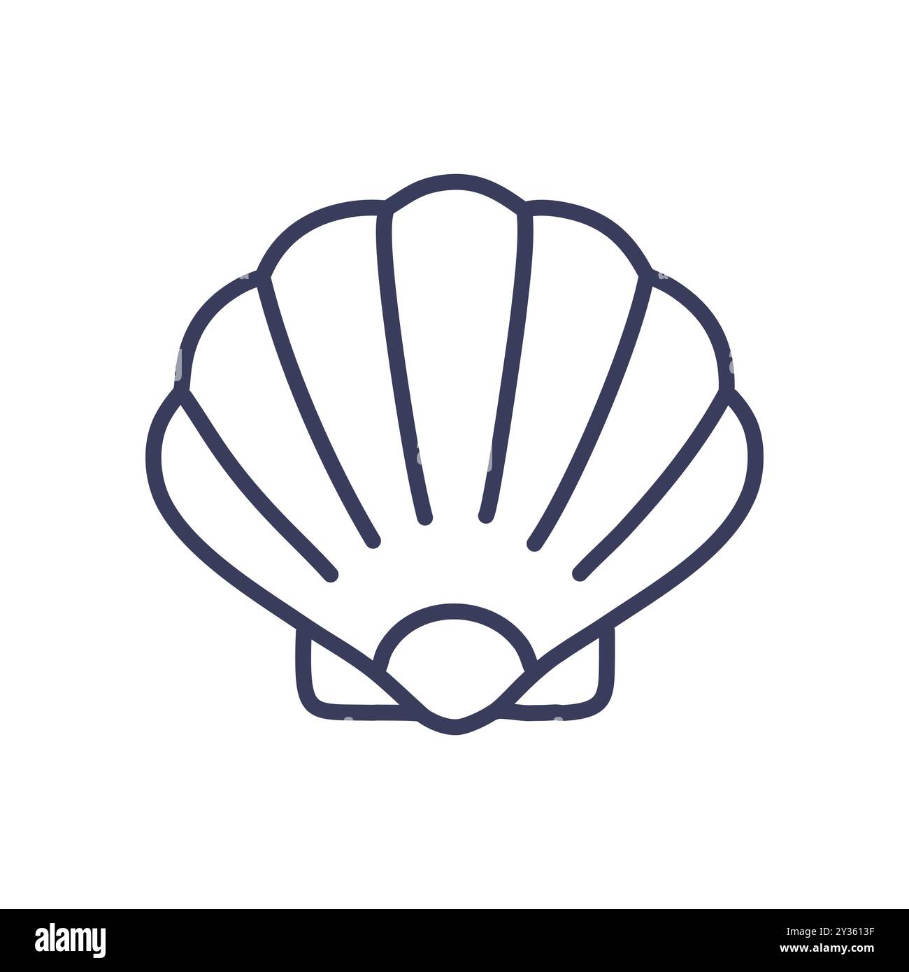 Seashell outline. Simple line art illustration of a seashell with a ...