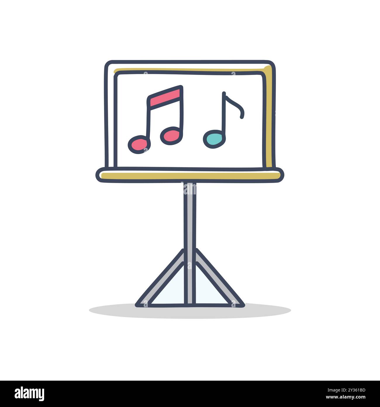 Music stand notes. Simple cartoon music stand with notes on the board ...