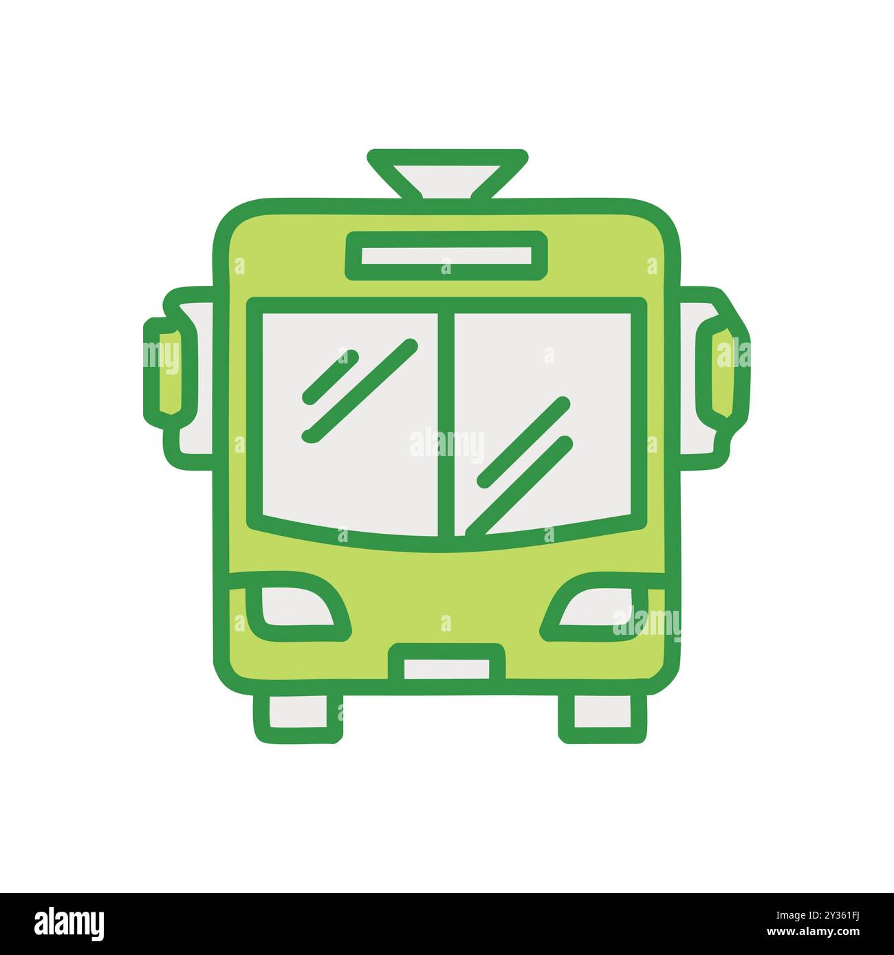 Green public transportation bus icon. Green outlined bus icon ...