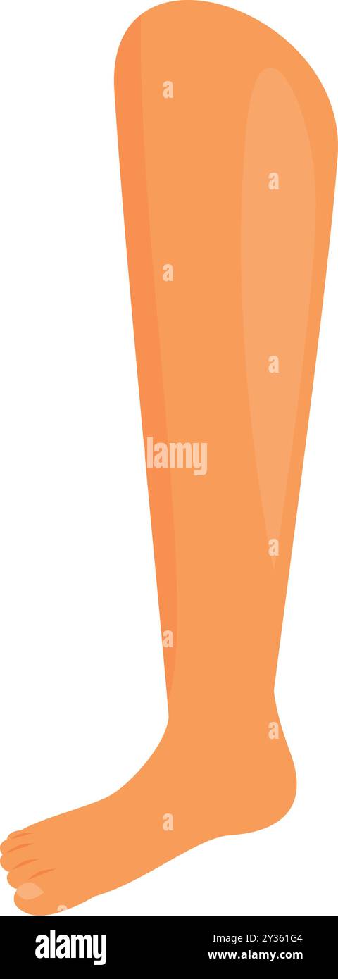 Single human leg standing on tiptoe, simple cartoon style illustration ...