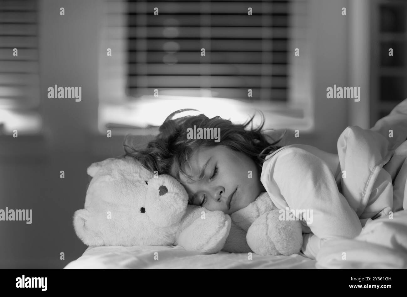 Sweet sleep. Child sleep, napping. Cute kid sleeping in bed with a toy ...