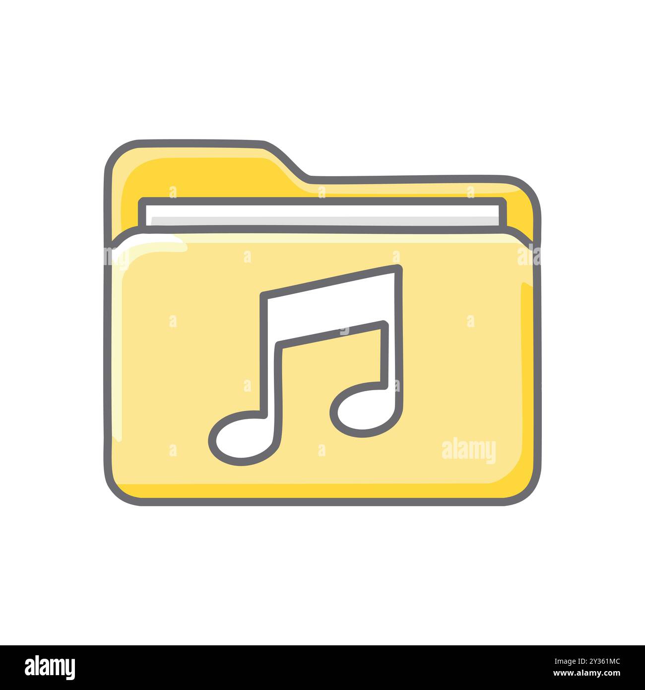 Music folder icon. Yellow folder icon with music note symbol ...