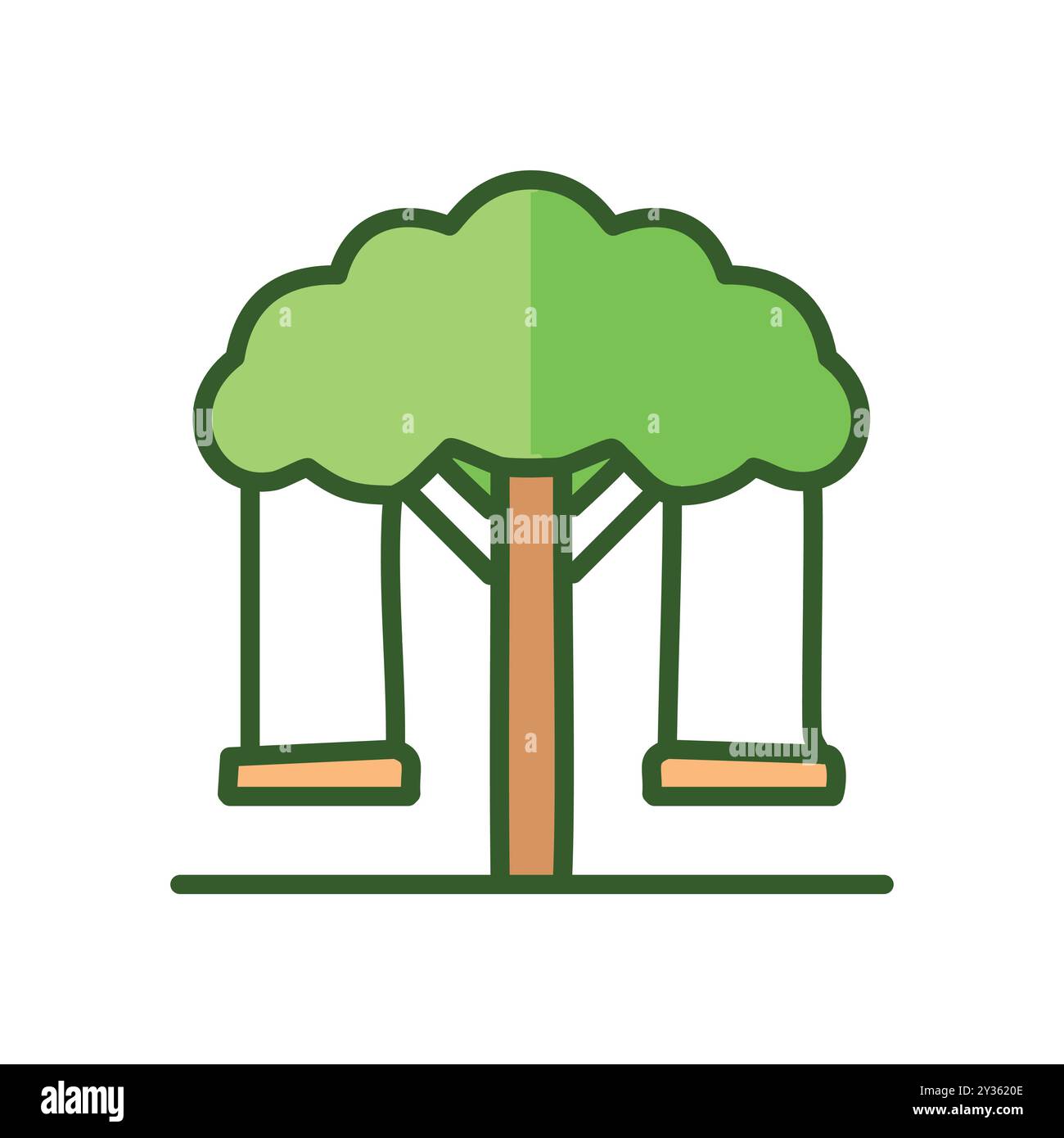 Child swinging from a rope Stock Vector Images - Alamy