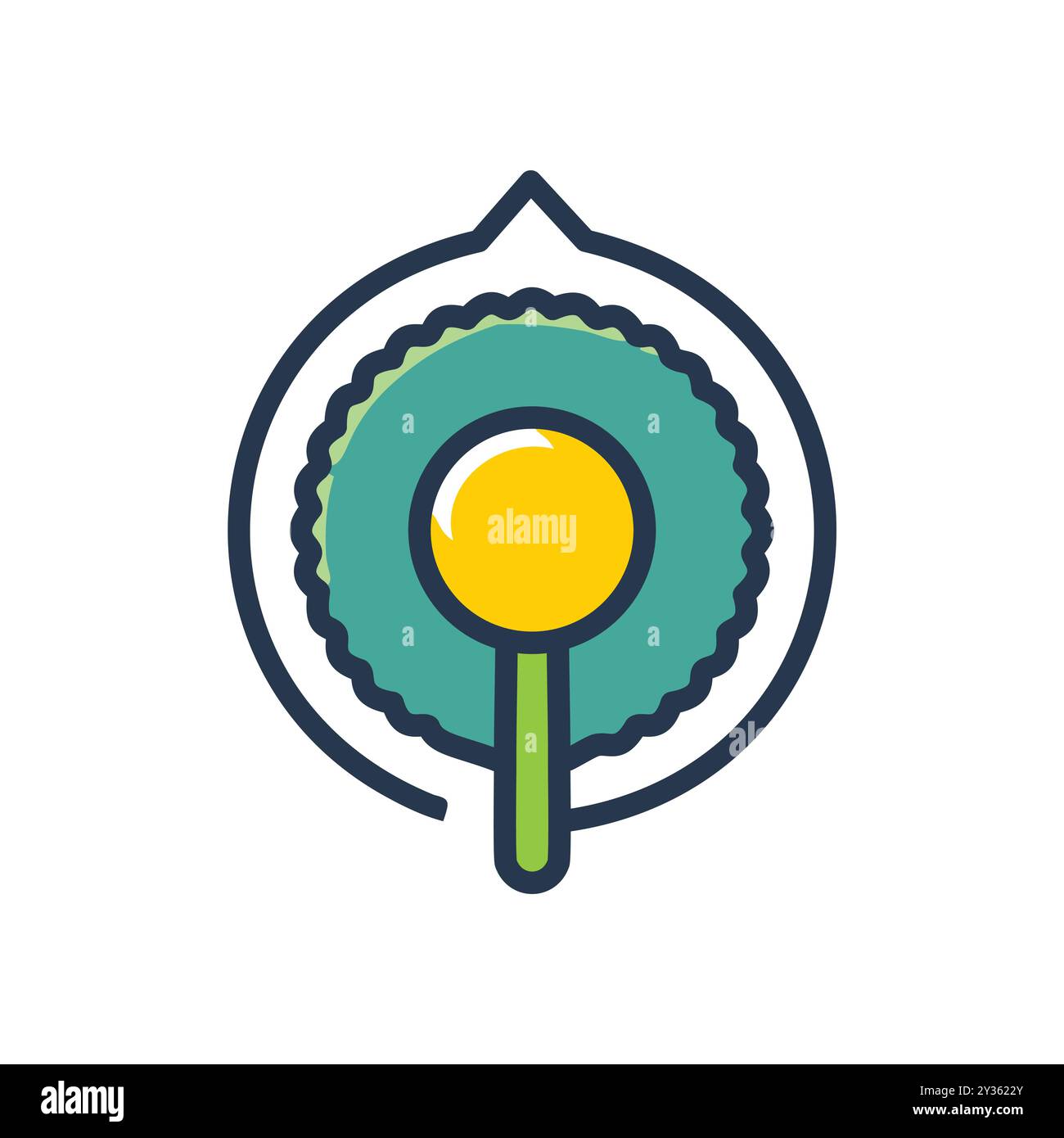 Magnifying glass target. Circular green target with magnifying glass in ...