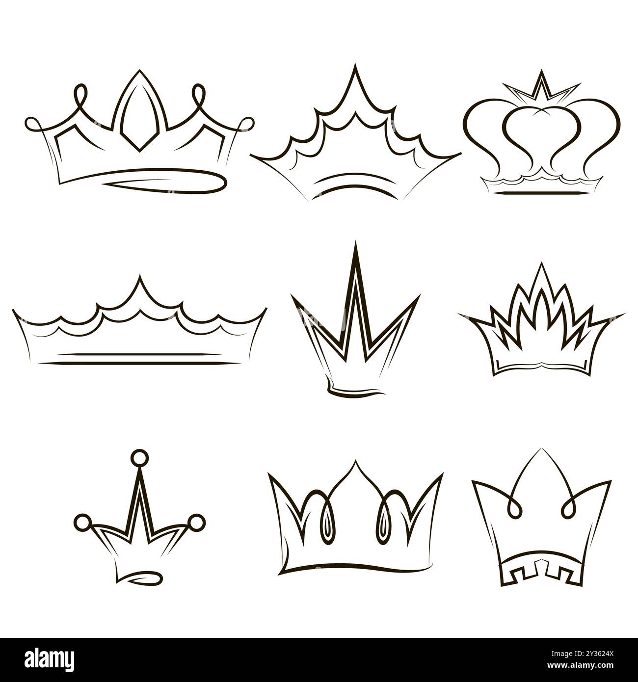set of crown. Simple crowning, cute queen or king crowns pack ...