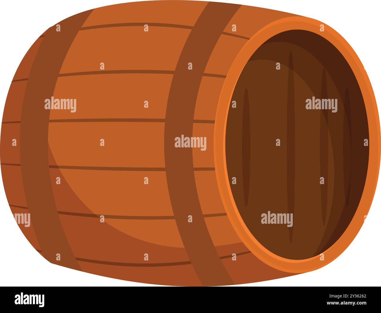 Classic wooden barrel lying on its side, showcasing the craftsmanship ...