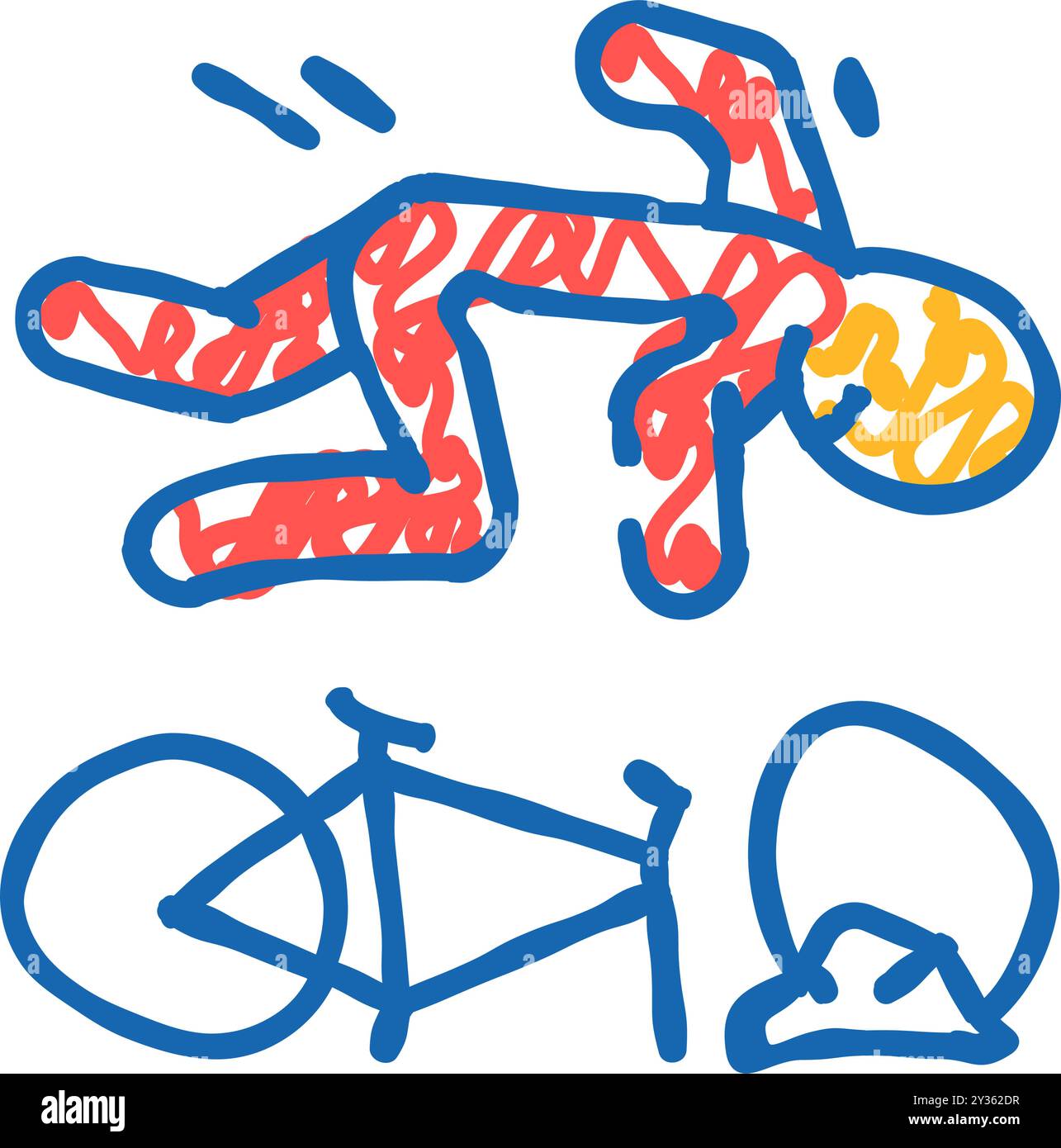 fall bike man accident icon doodle illustration Stock Vector Image ...