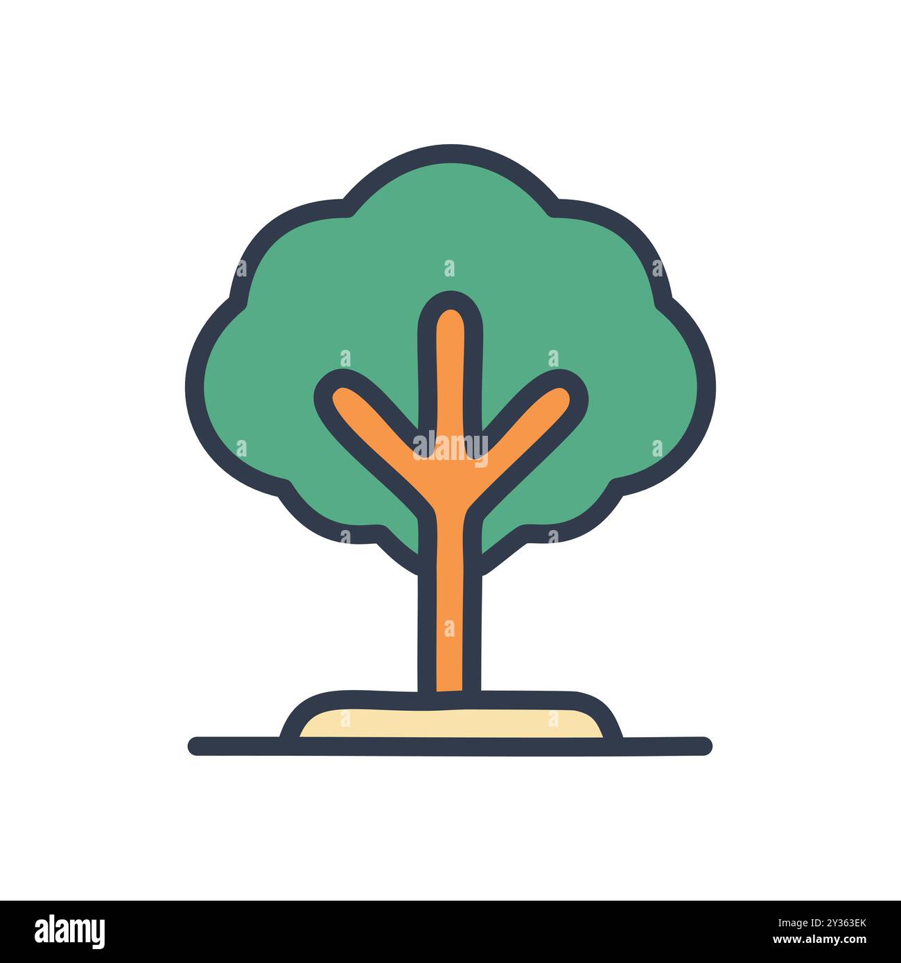 Simple tree illustration. Cartoon illustration of a tree with green ...