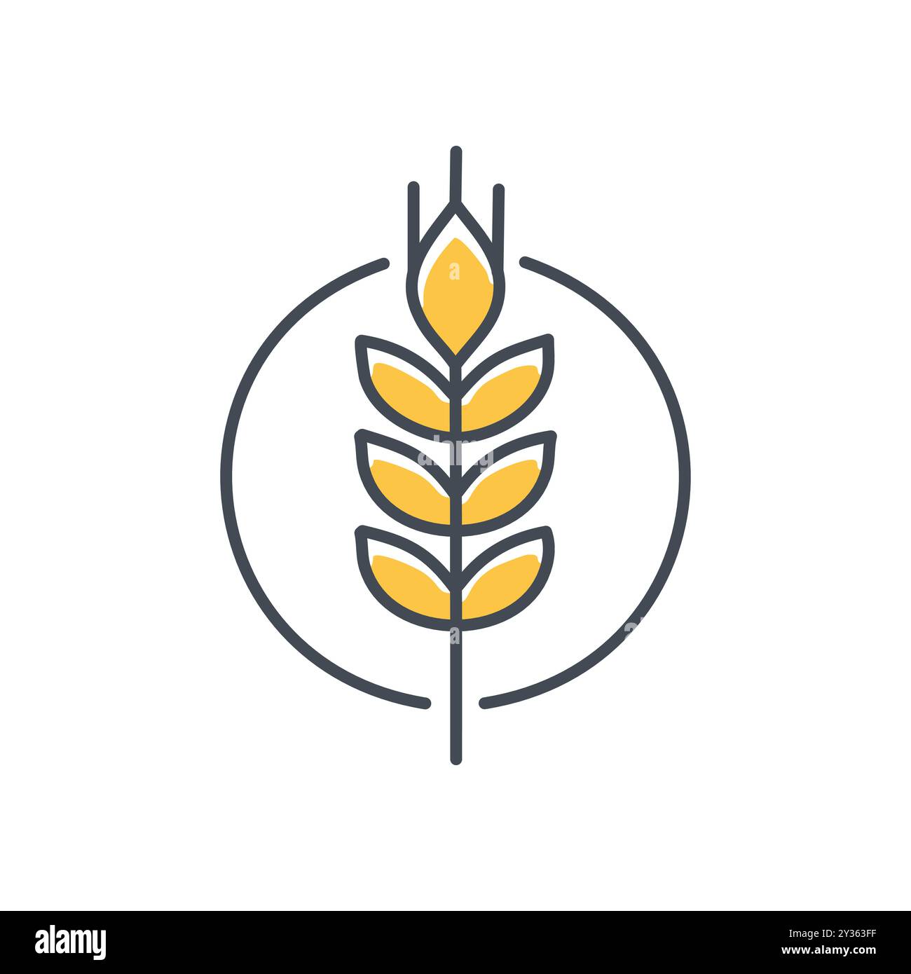 Wheat ear icon. Simple wheat ear icon in circle, represents growth ...