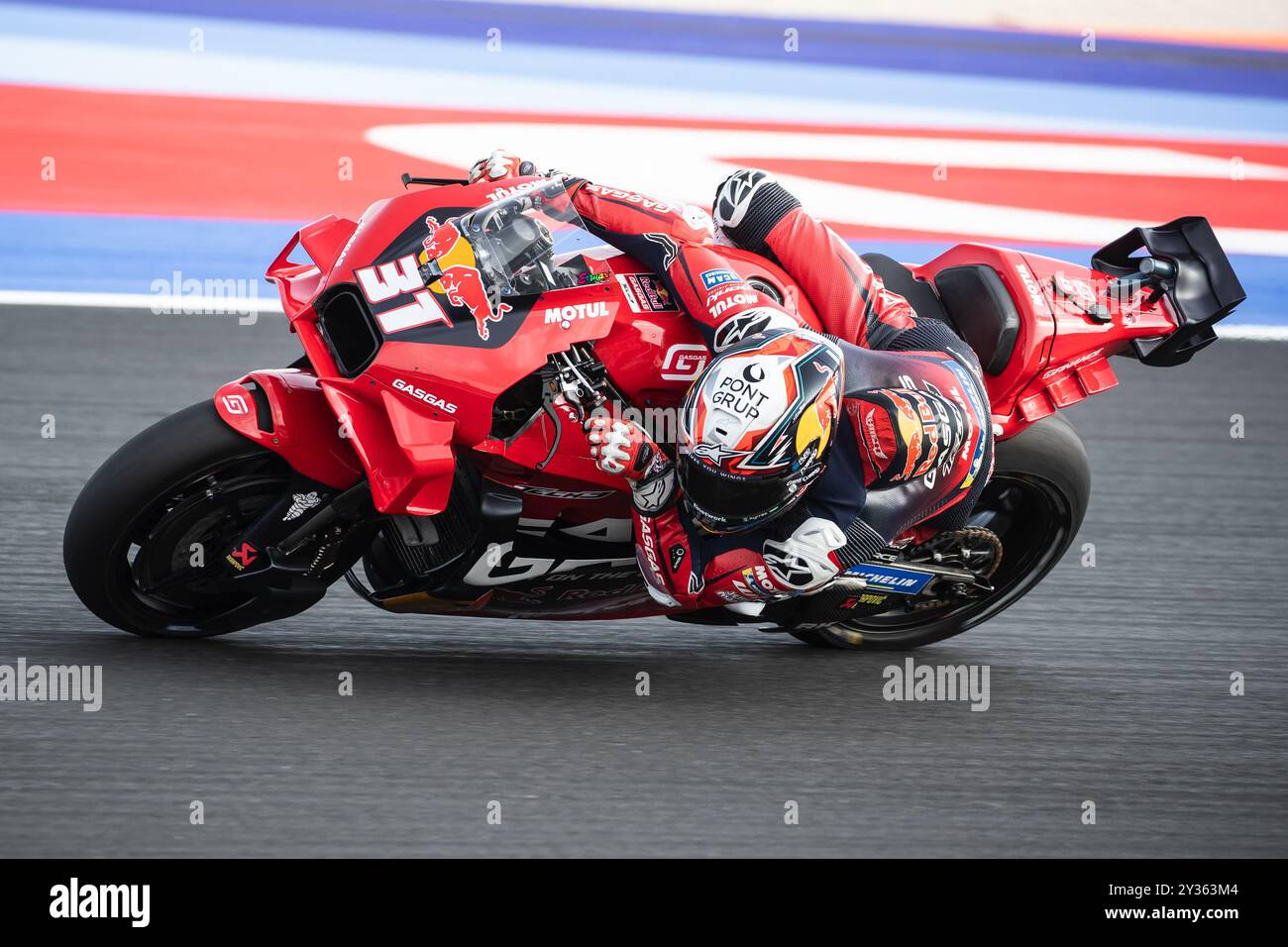 Pedro Acosta 31 performing the Sprint Race MotoGP Misano World Circuit ...