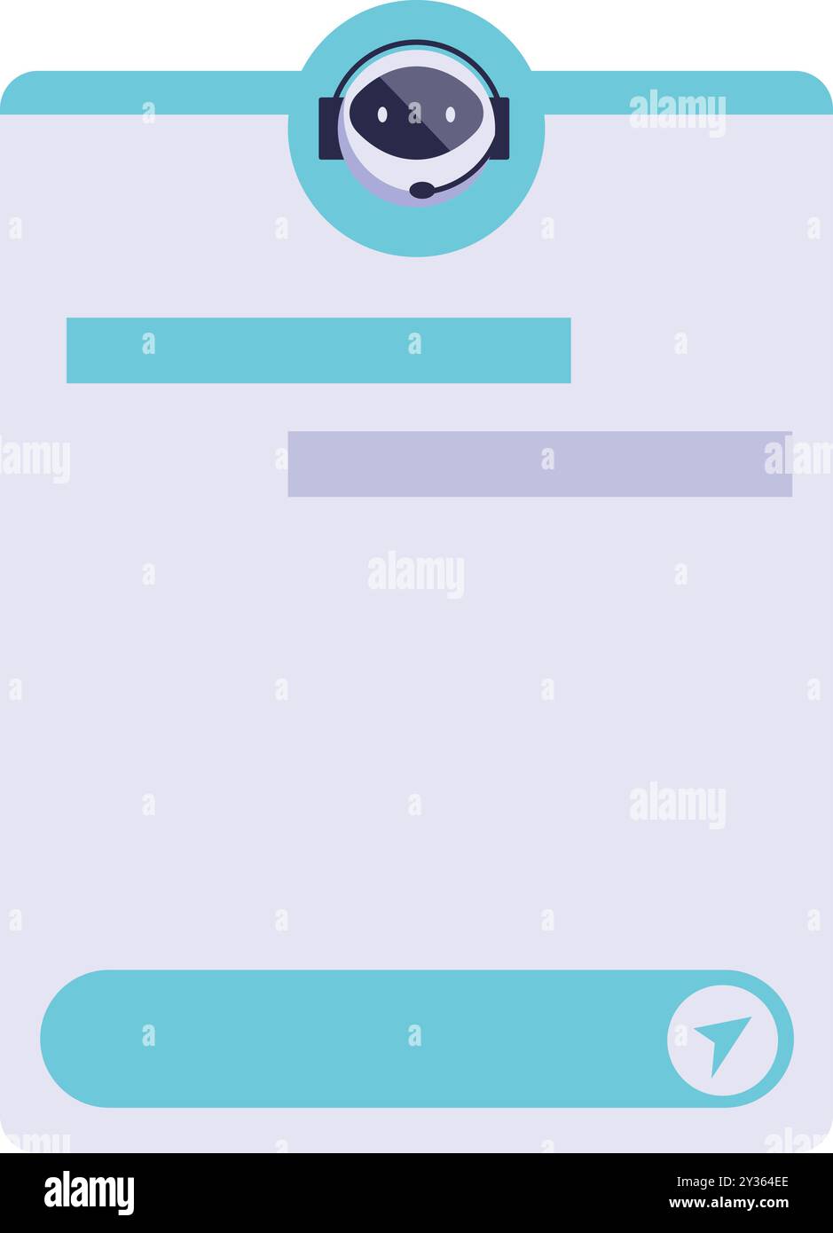 Simple design of a chatbot window showing a chat history with a user, perfect for developers and ...