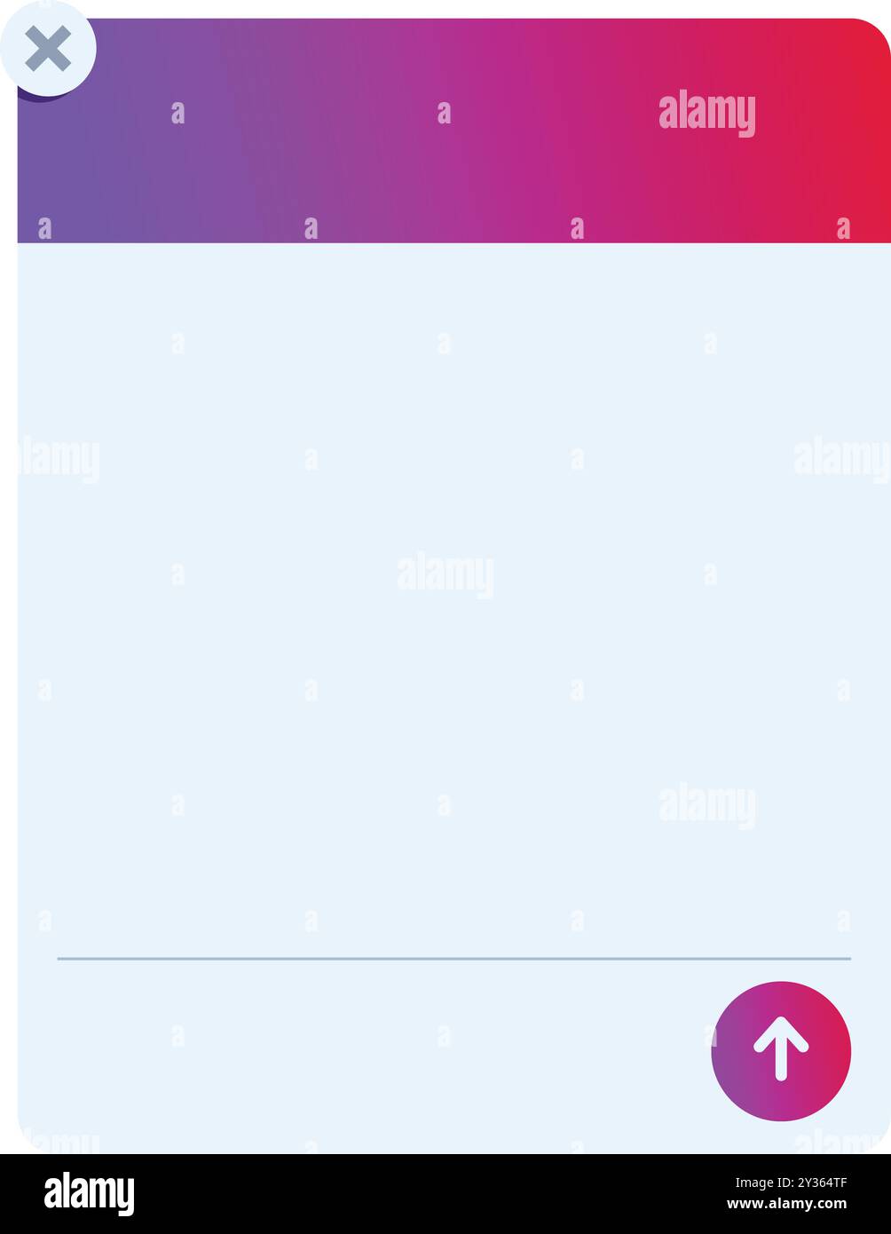 Simple user interface window with a colorful header, showing upload and ...