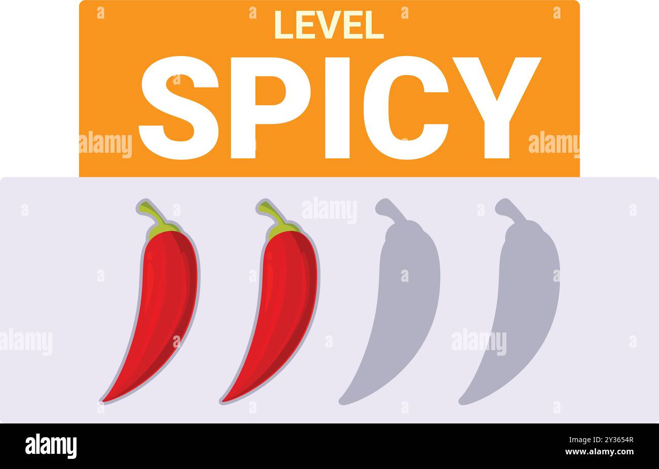 Spicy level showing two of four chili peppers as medium hot flavor ...