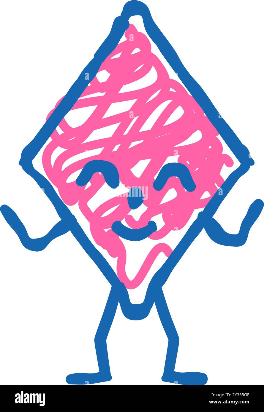 rhombus geometric shape character icon doodle illustration Stock Vector ...