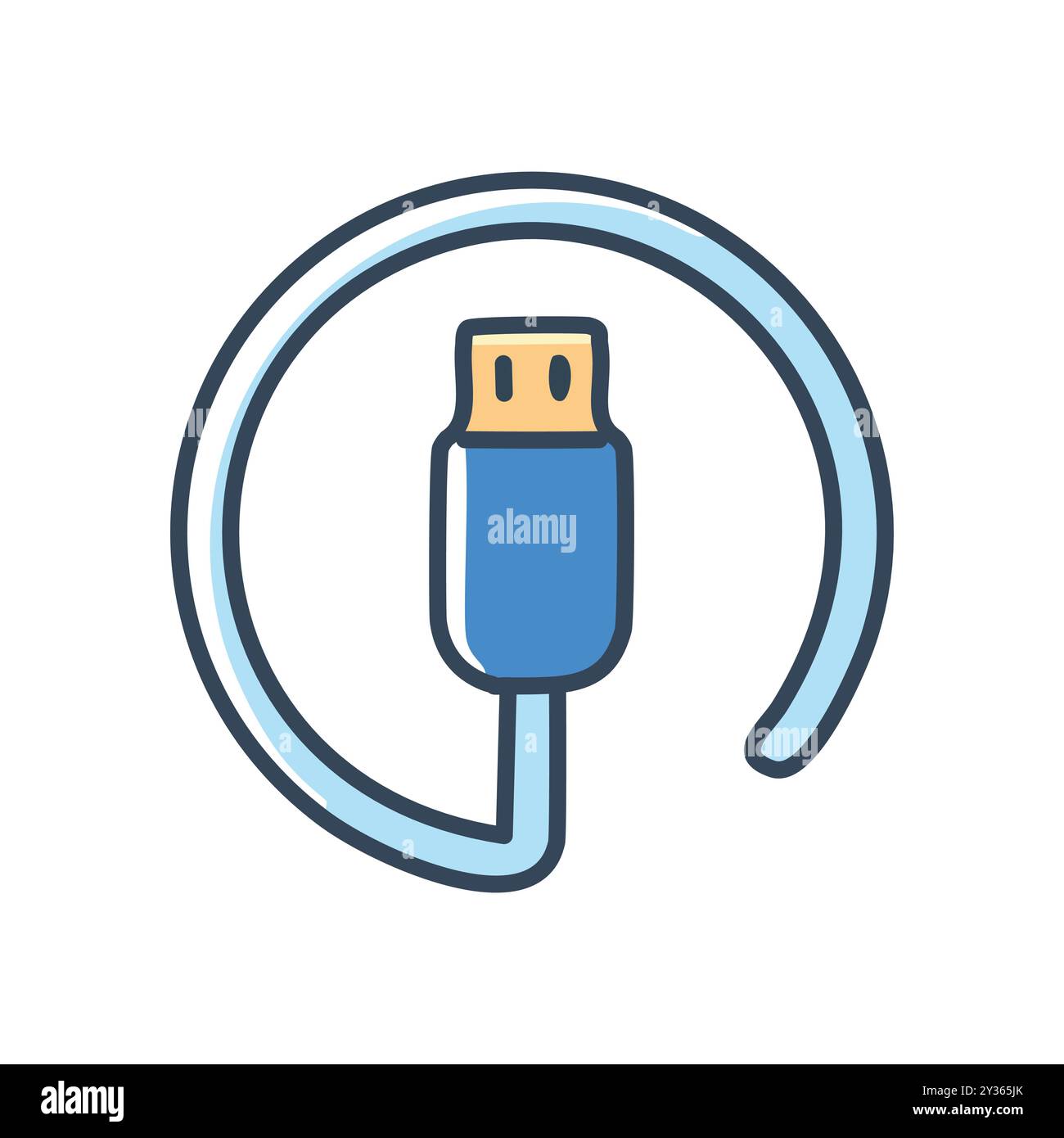 Usb cable icon. Colorful vector icon of a USB connector with a cable ...