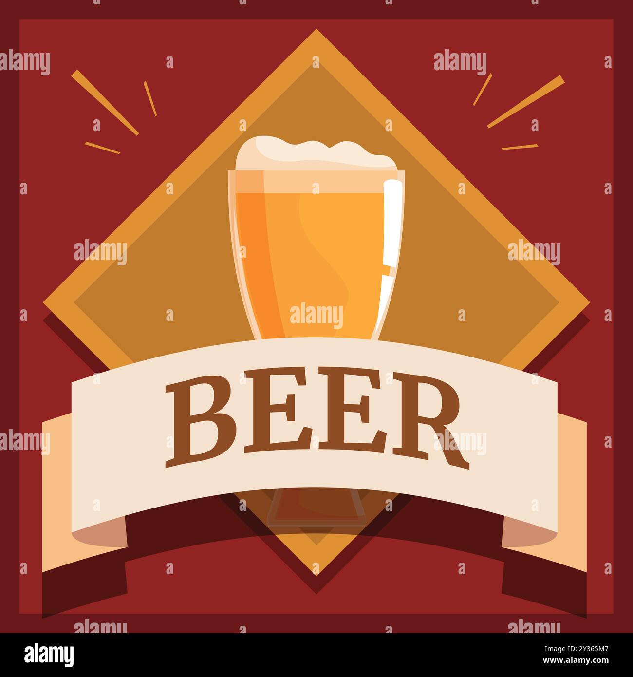 Brewery logo featuring a glass of beer with foam, placed on a red ...