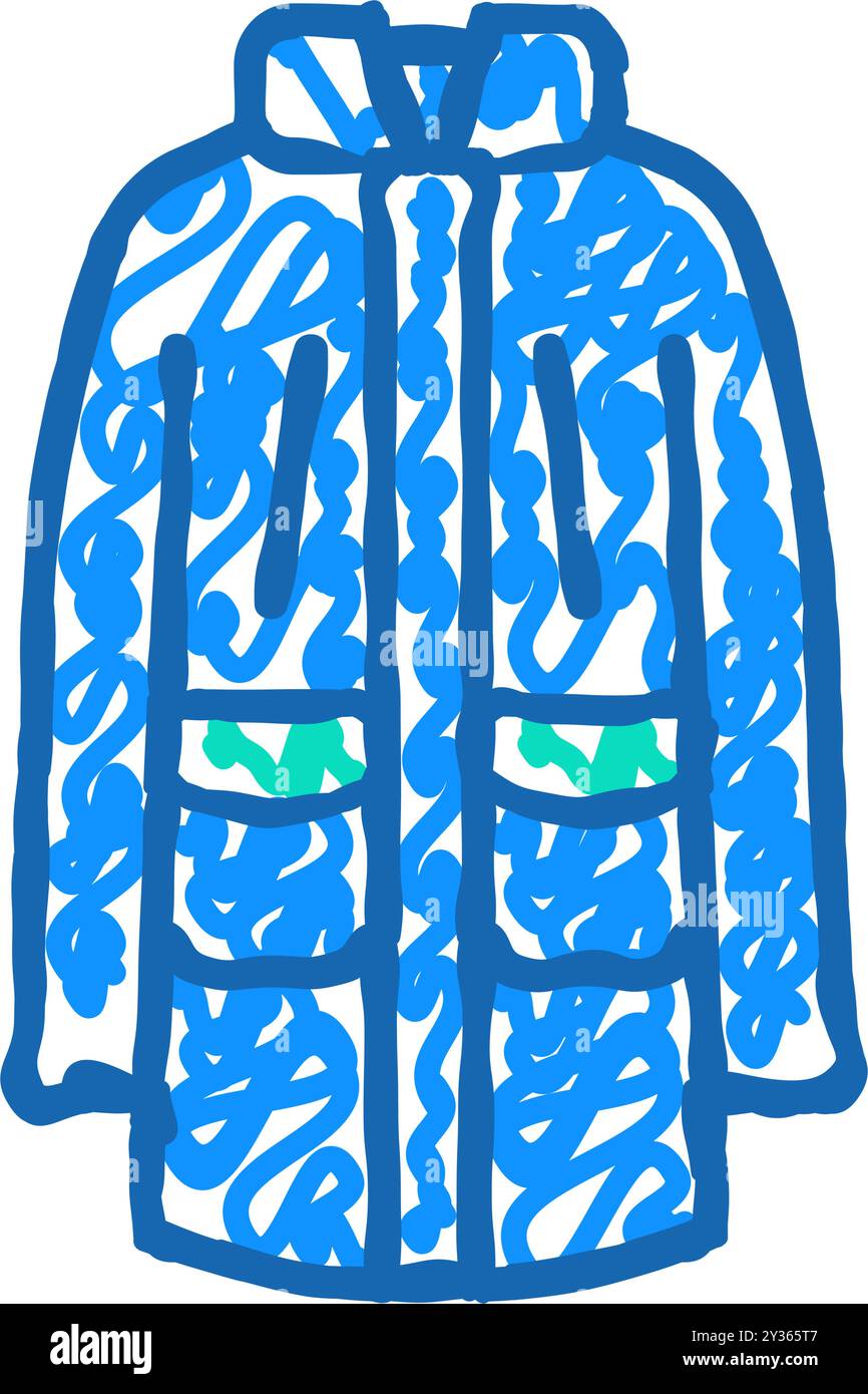 parka jacket outerwear female icon doodle illustration Stock Vector ...