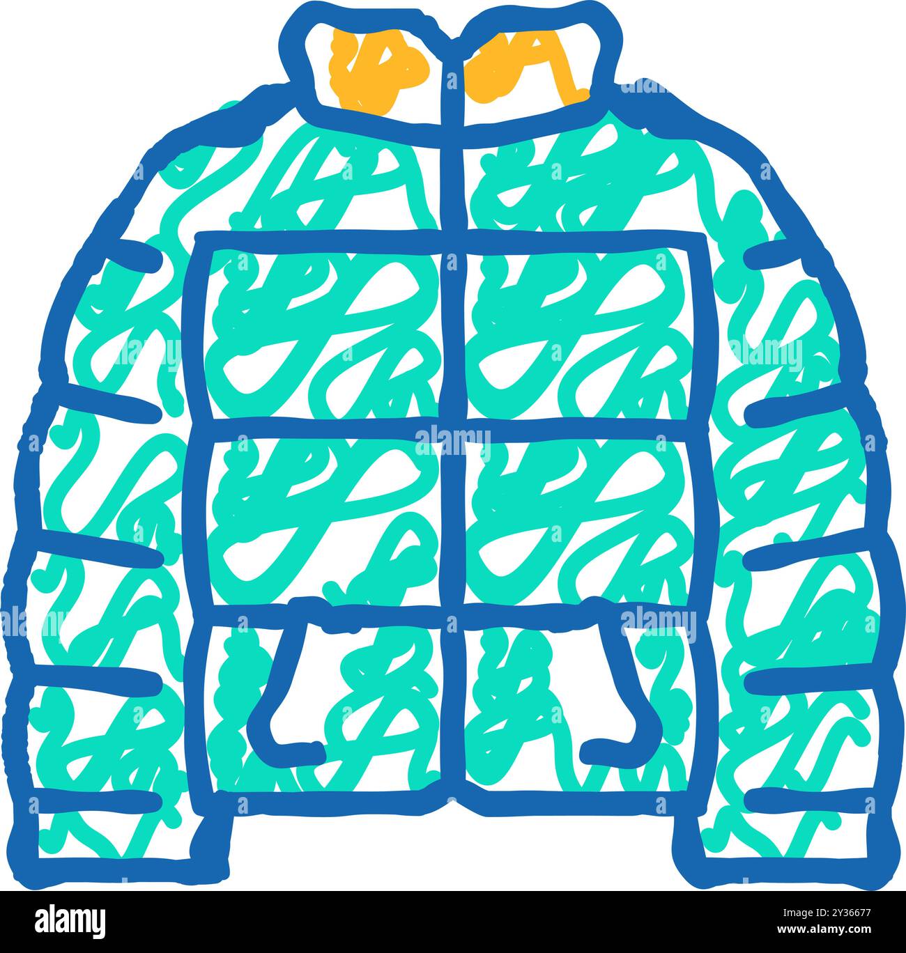 puffy jacket outerwear female icon doodle illustration Stock Vector ...