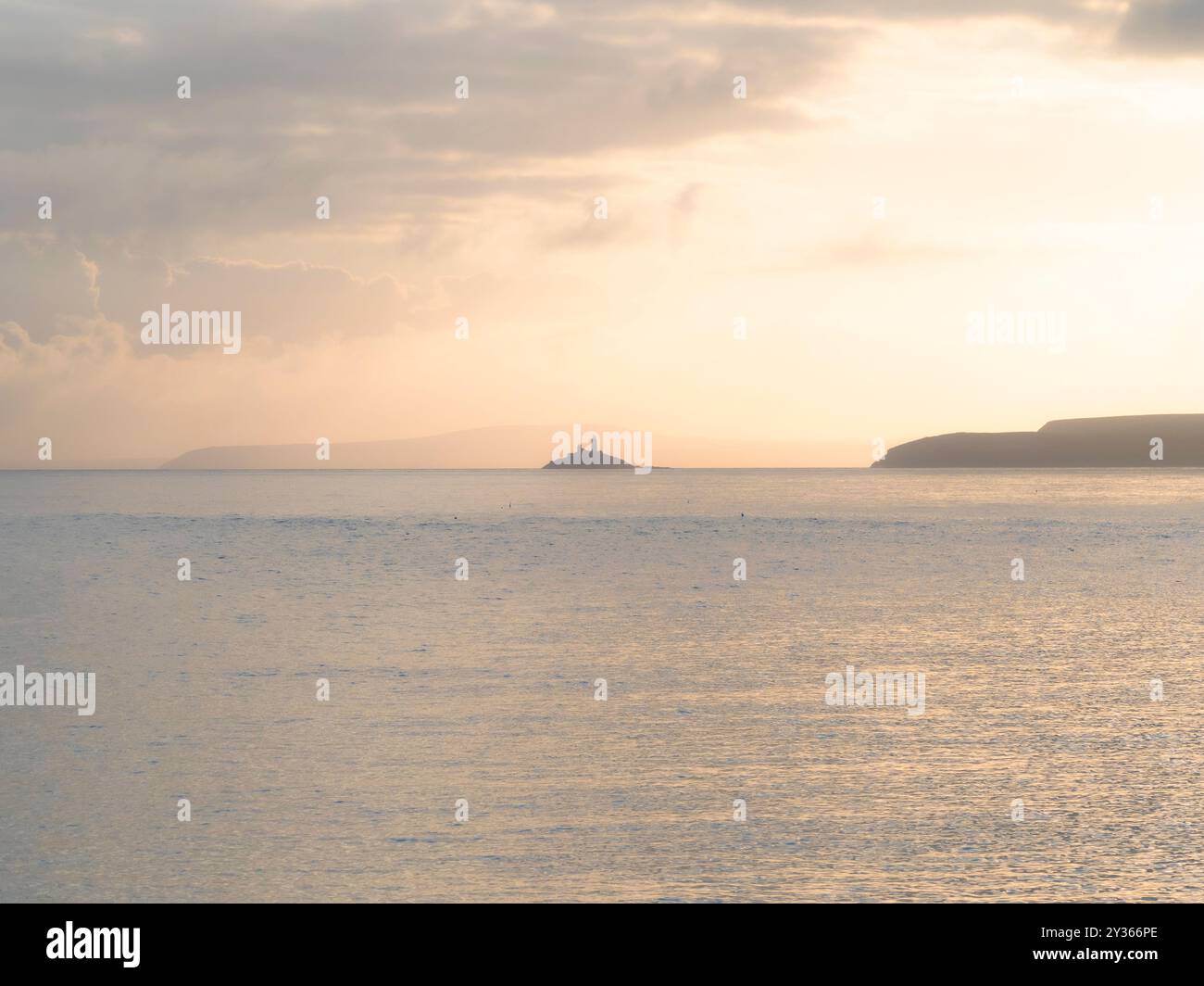 Sunrise, Godrevy Lighthouse, Godrevy Island, St Ives, Cornwall, England ...