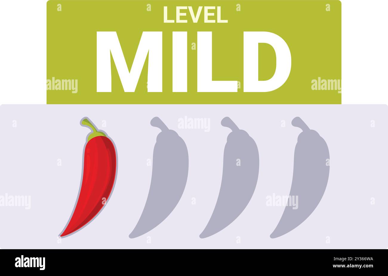 Simple icon showing a mild level of hotness with one red chili pepper ...