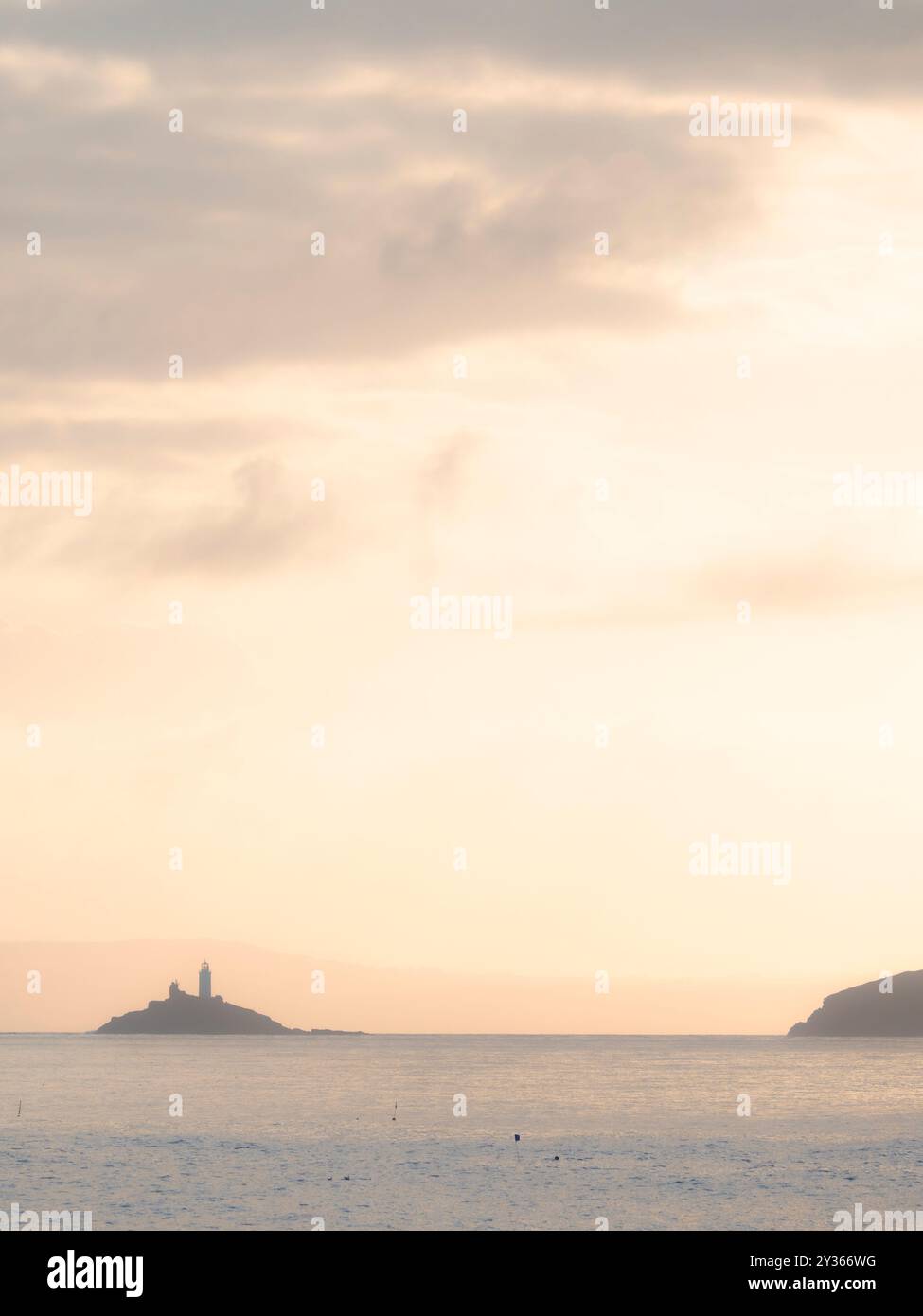 Sunrise, Godrevy Lighthouse, Godrevy Island, St Ives, Cornwall, England ...