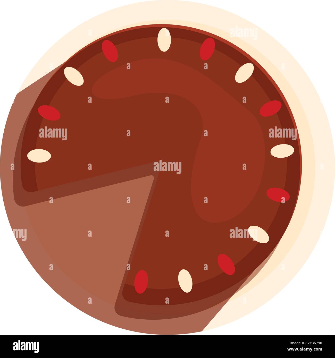 Delicious chocolate cake with a slice missing, showing the chocolate icing and cake layers ...