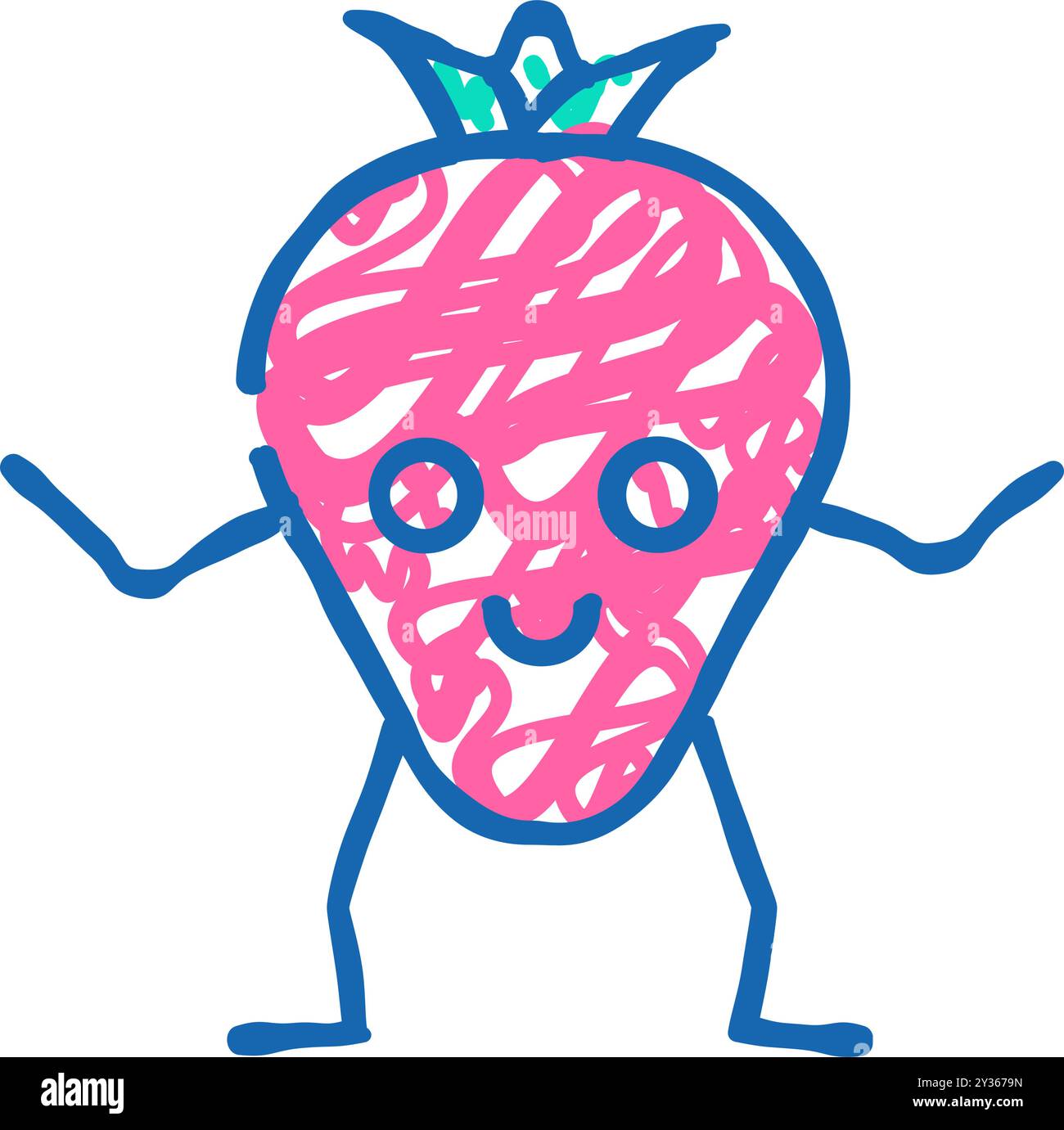 strawberry berry character icon doodle illustration Stock Vector Image ...