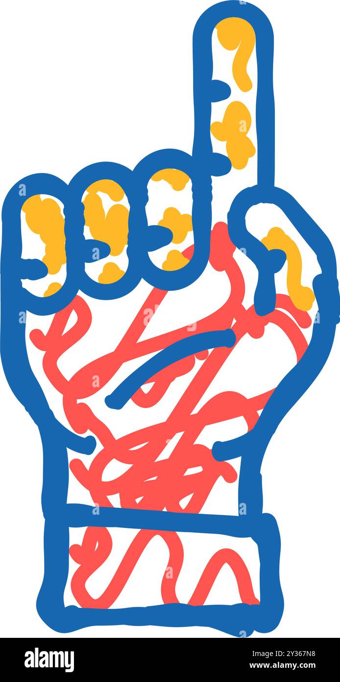 one number hand gesture icon doodle illustration Stock Vector Image ...