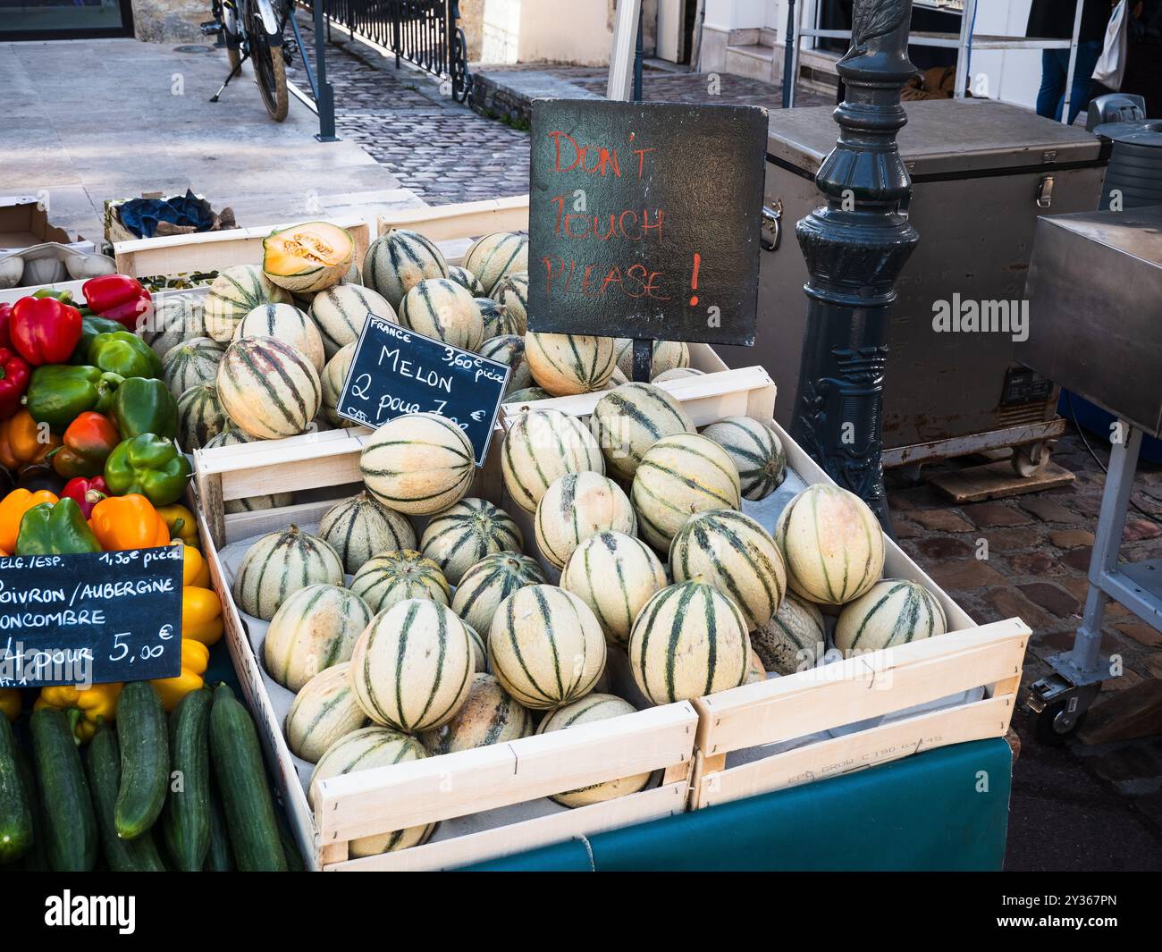 Bayeux, France; August 21st 2024: Charentais french melon in Bayeux ...