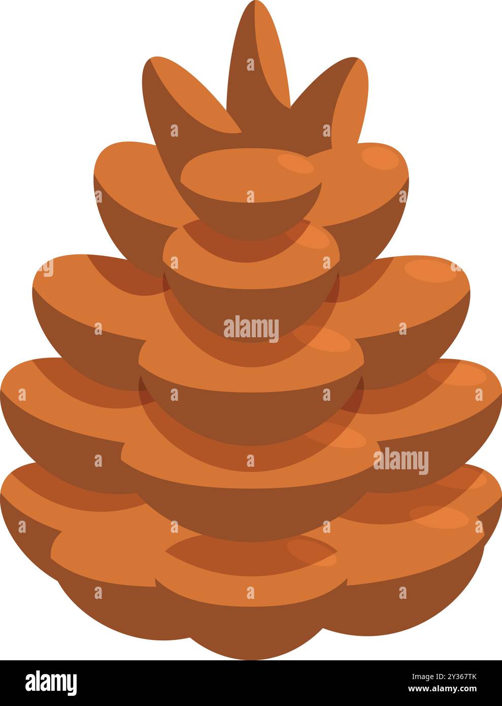 This cartoon style illustration shows a brown pine cone with its scales ...